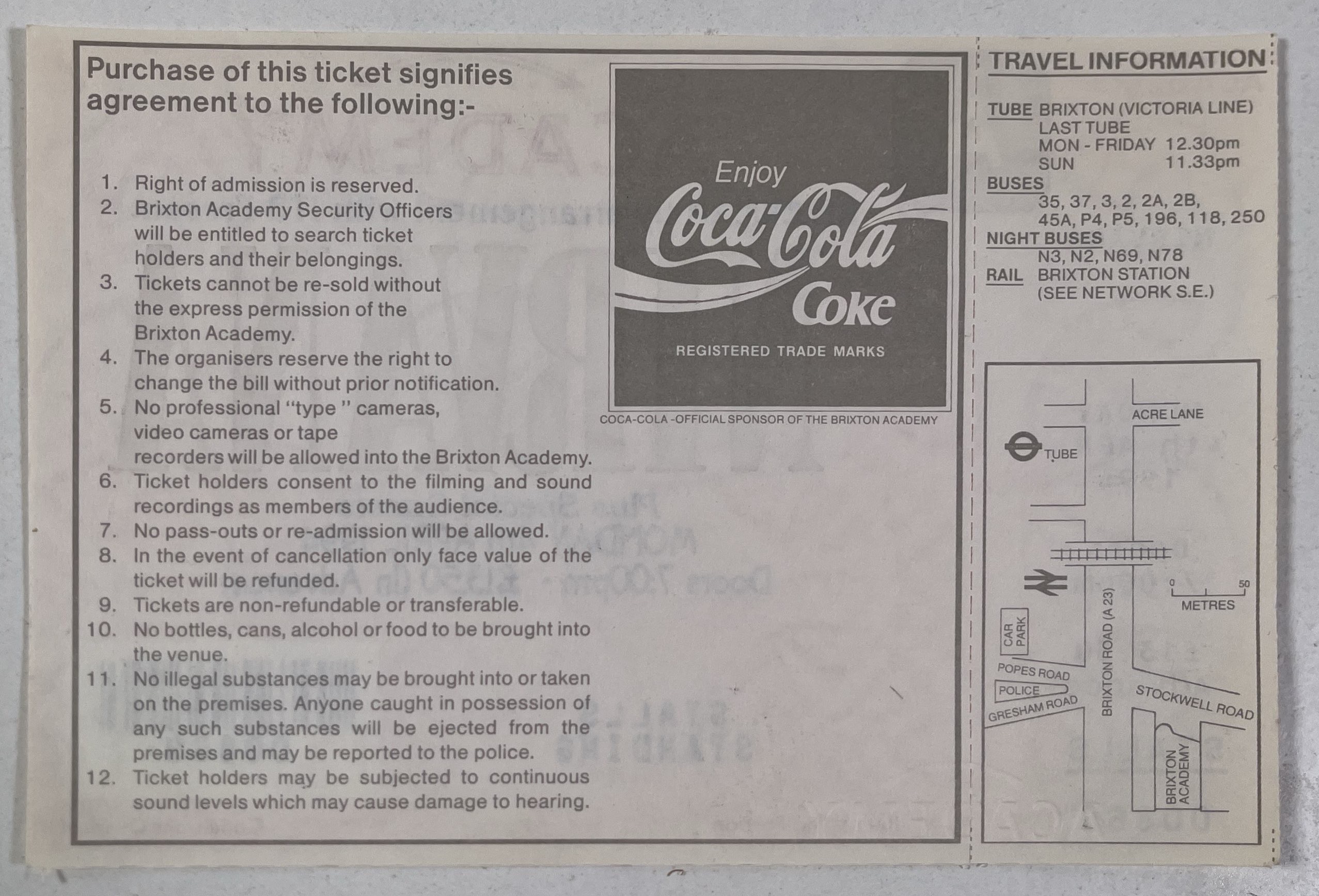 Lot 117 - NIRVANA - COMPLETE AND UNUSED TICKET FOR