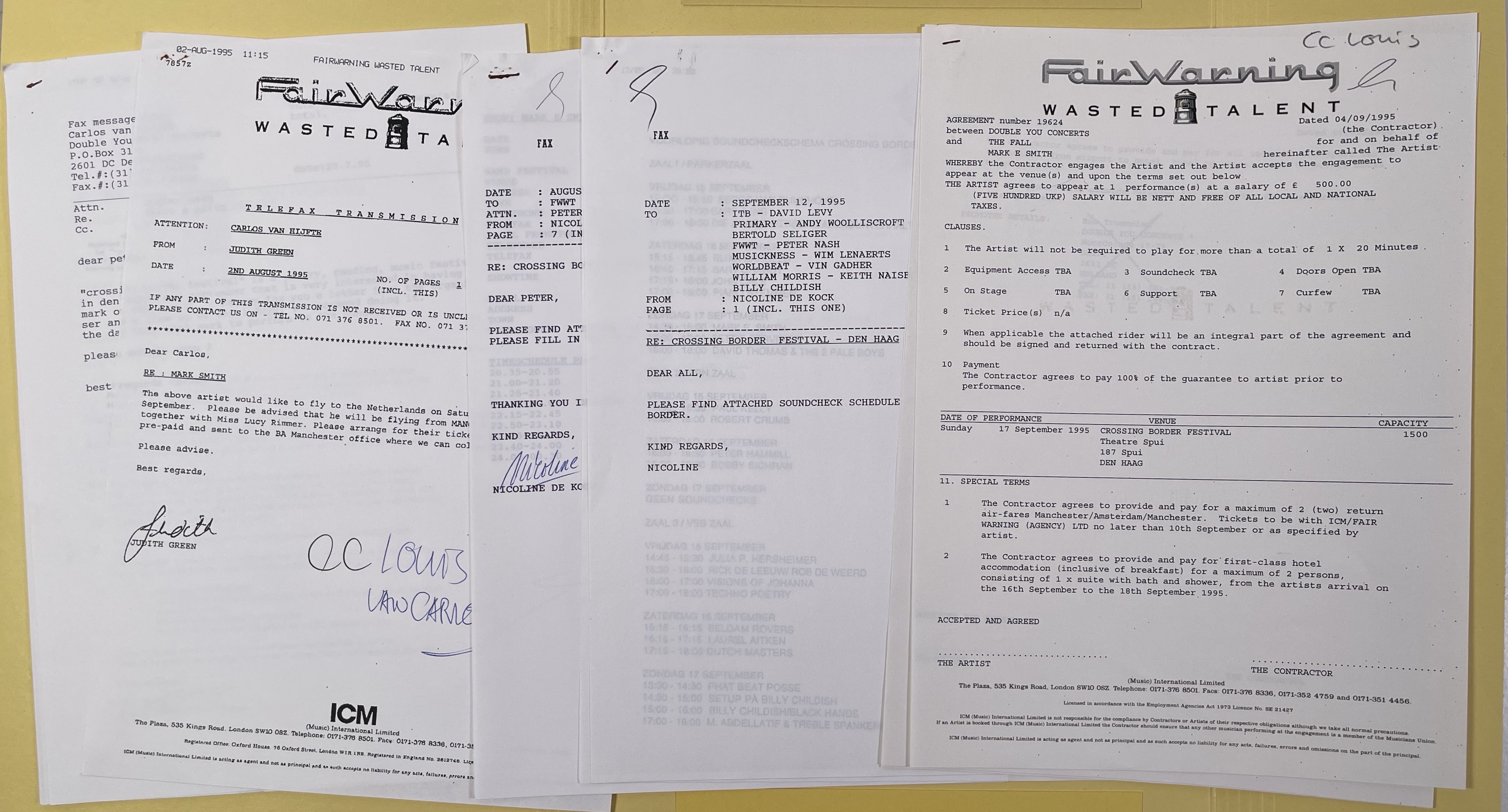 Lot 479 - CONTRACTS AND CONCERT BOOKING ARCHIVE - THE