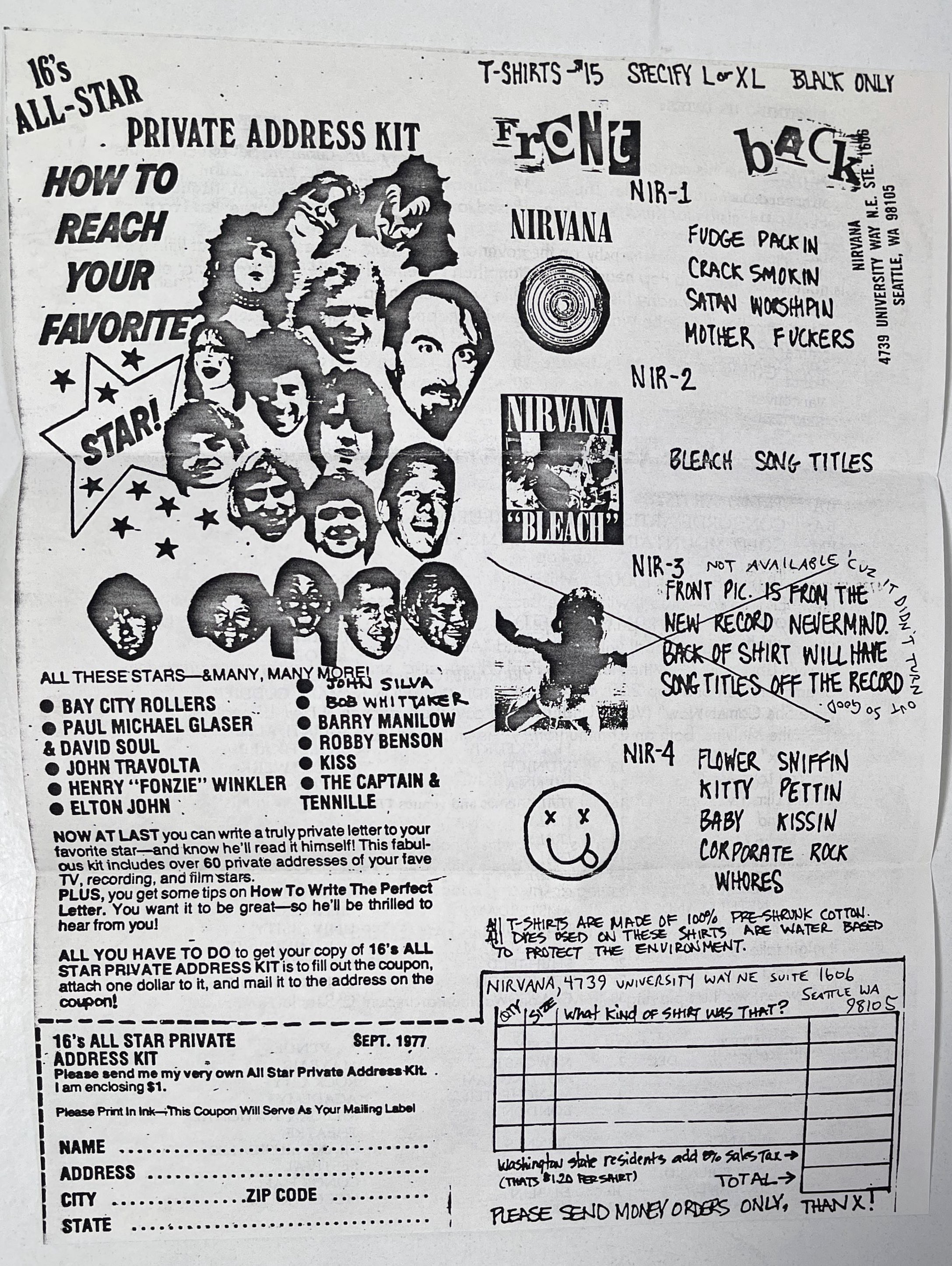 Lot 492 - NIRVANA - THREE 1991 FAN CLUB LETTERS