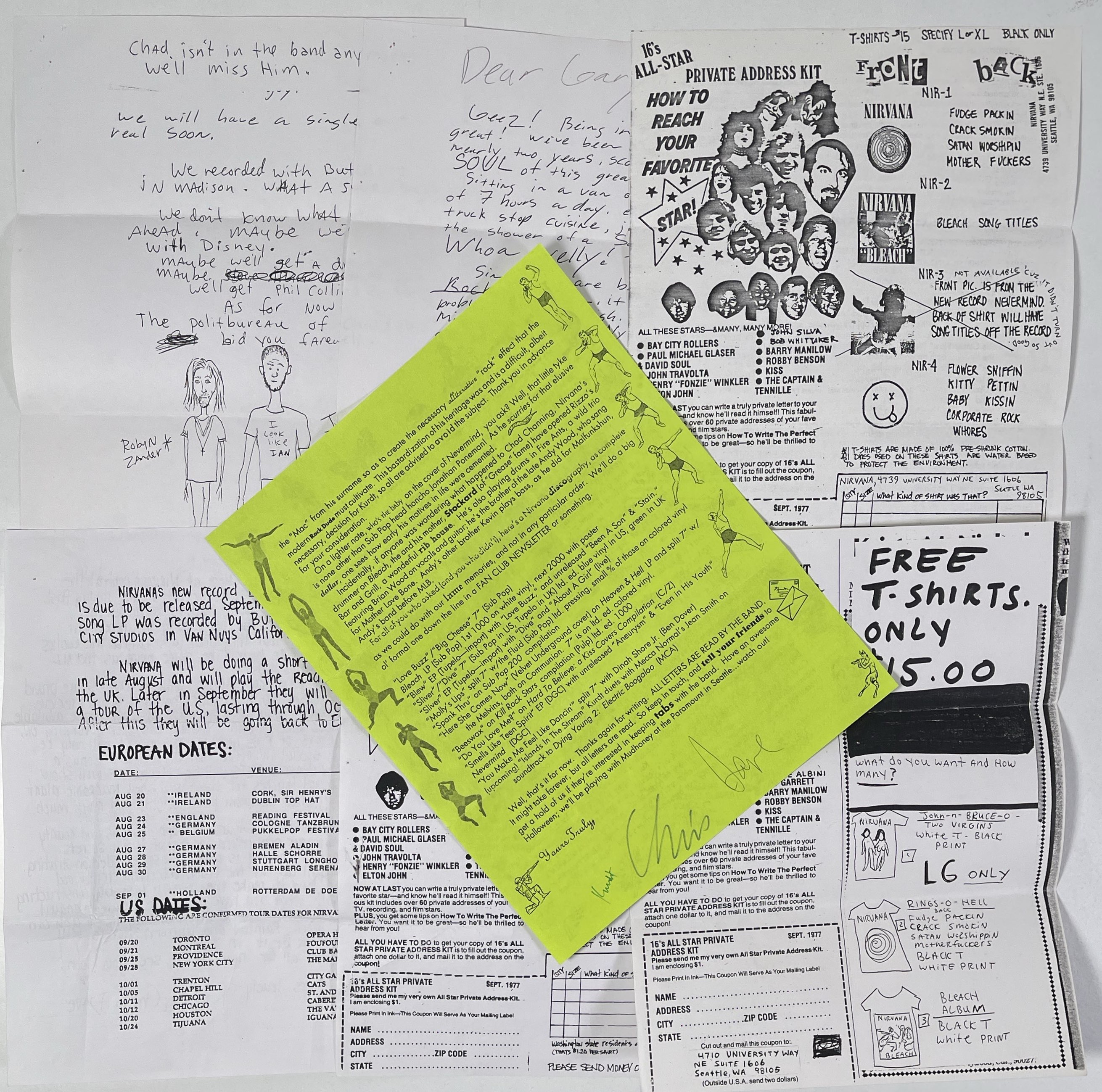Lot 492 - NIRVANA - THREE 1991 FAN CLUB LETTERS