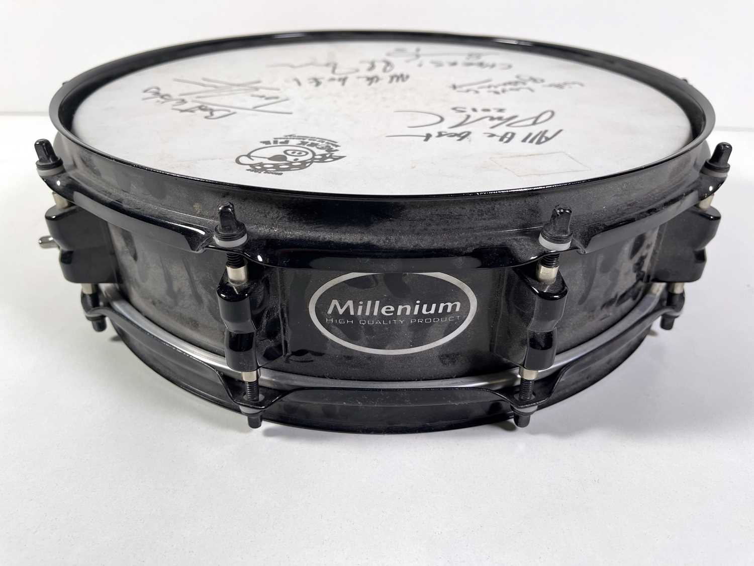 Lot 438 - NEW ORDER - A FULLY SIGNED DRUM SKIN.