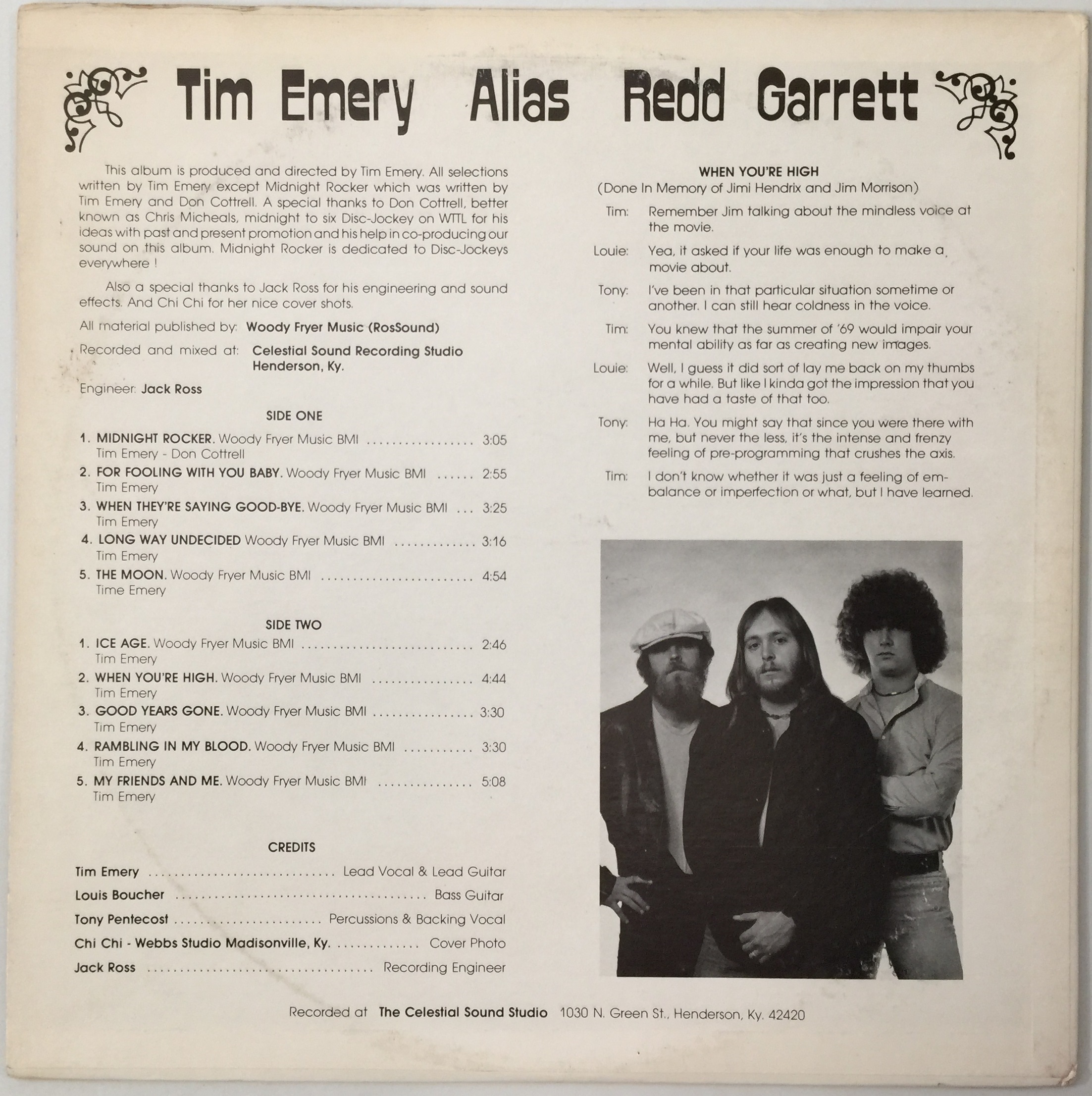 Lot 13 - TIM EMERY - ALIAS REDD GARRETT LP (US PSYCH