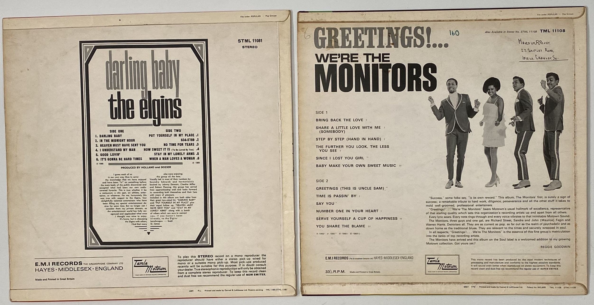 Lot 148 - THE MONITORS/THE ELGINS - ORIGINAL UK