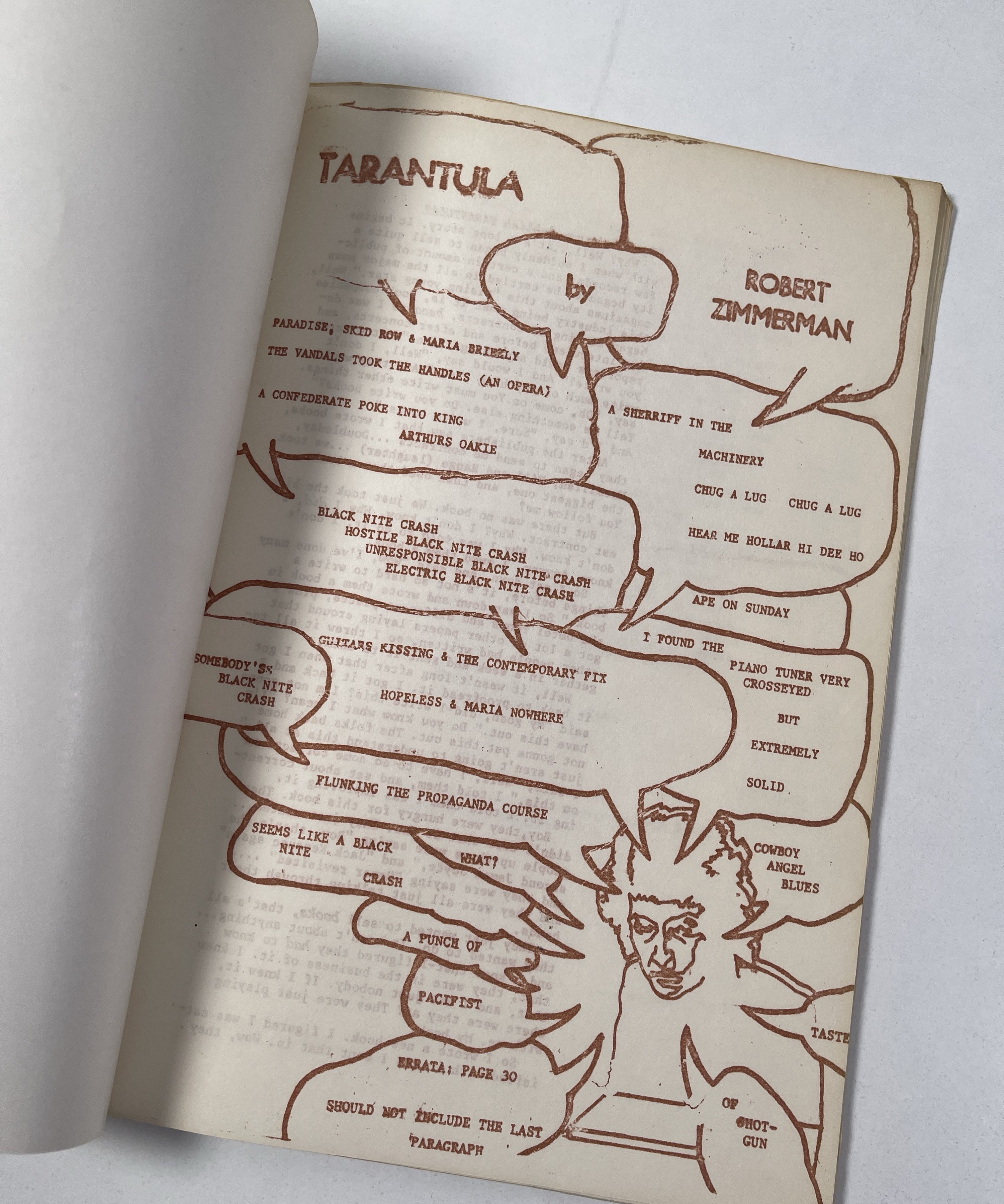 Lot 32 - ROBERT ZIMMERMAN (BOB DYLAN) - TARANTULA, C