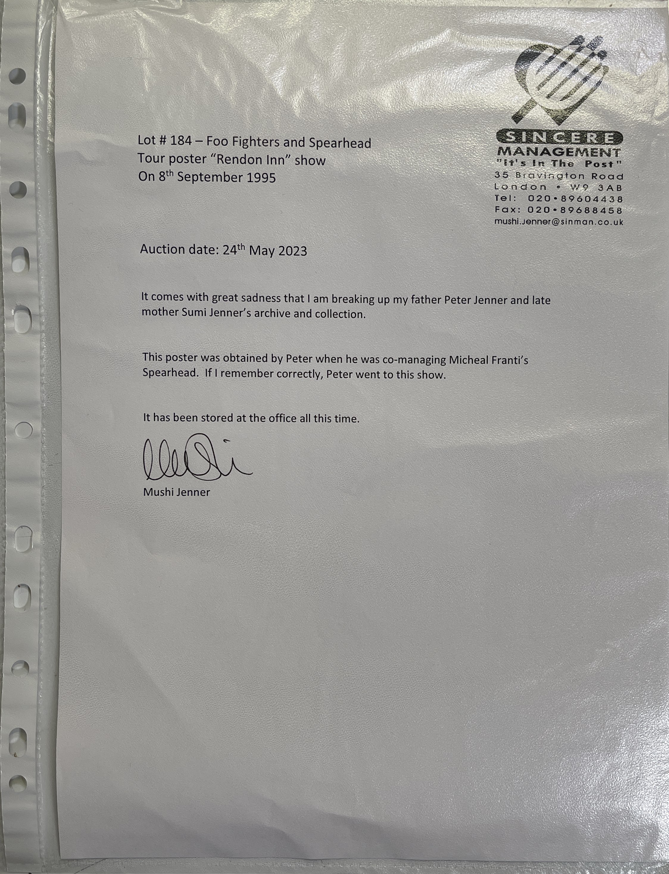 Lot 318 - FOO FIGHTERS - A 1995 CONCERT POSTER.