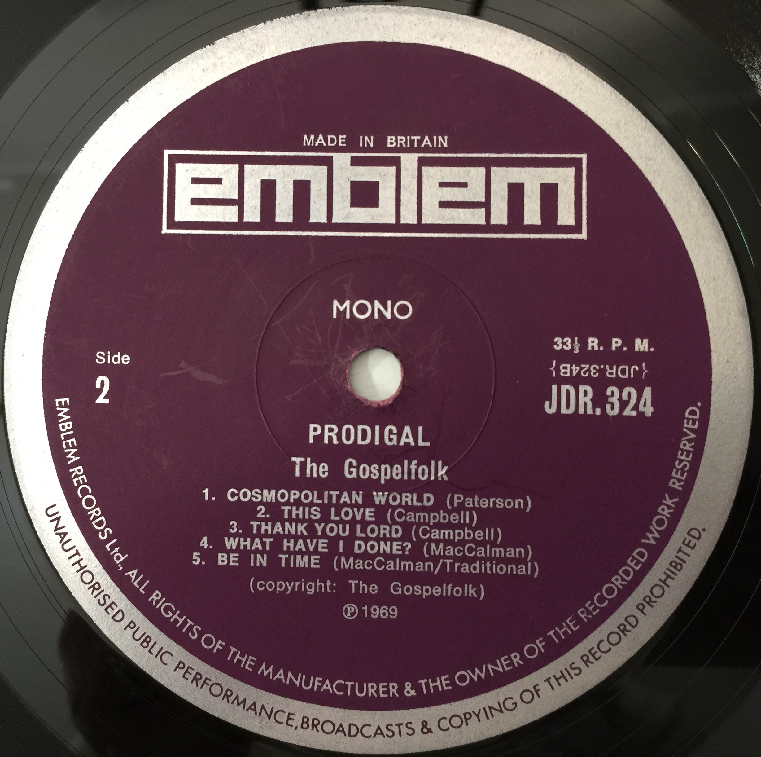 Lot 123 - THE GOSPELHOOK - PRODIGAL LP (PSYCH/ GOSPEL