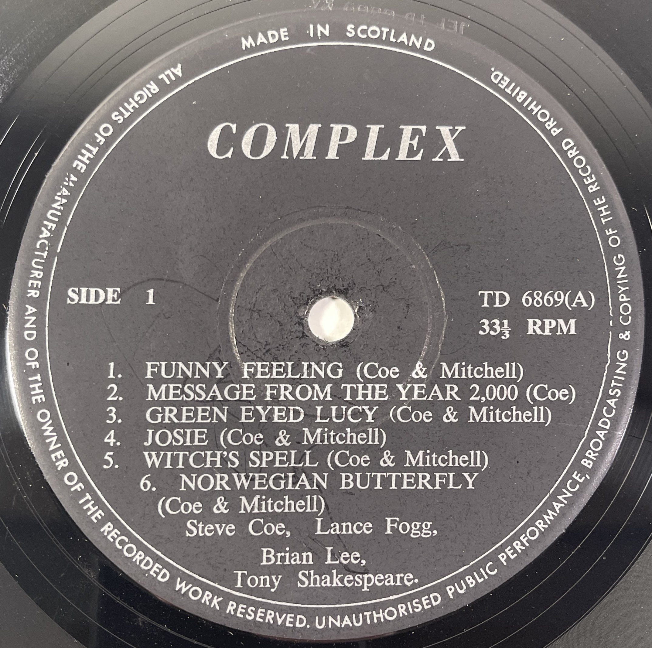 Lot 88 - COMPLEX - COMPLEX LP (ORIGINAL UK