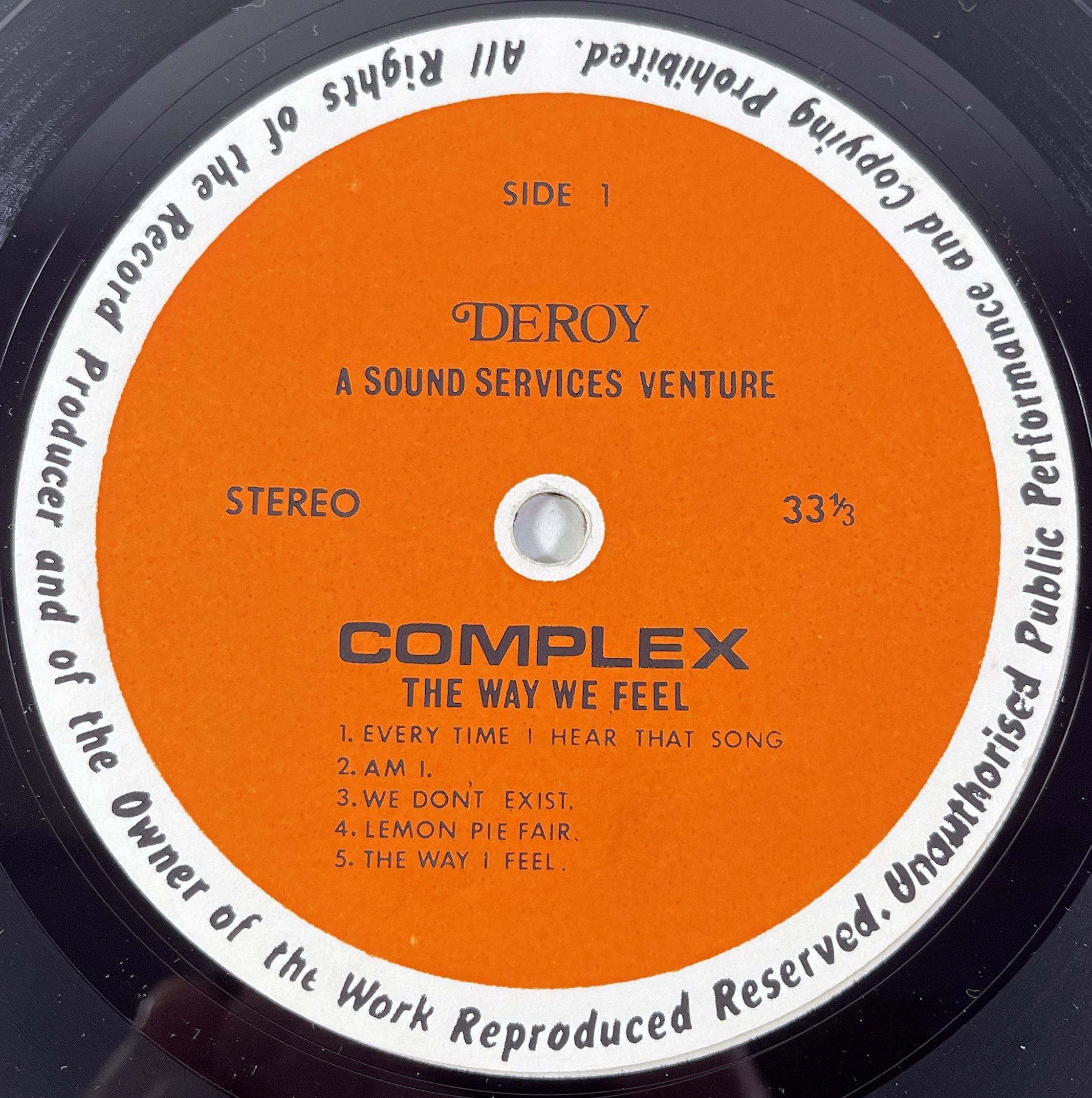 Lot 89 - COMPLEX - THE WAY WE FEEL LP (ORIGINAL UK