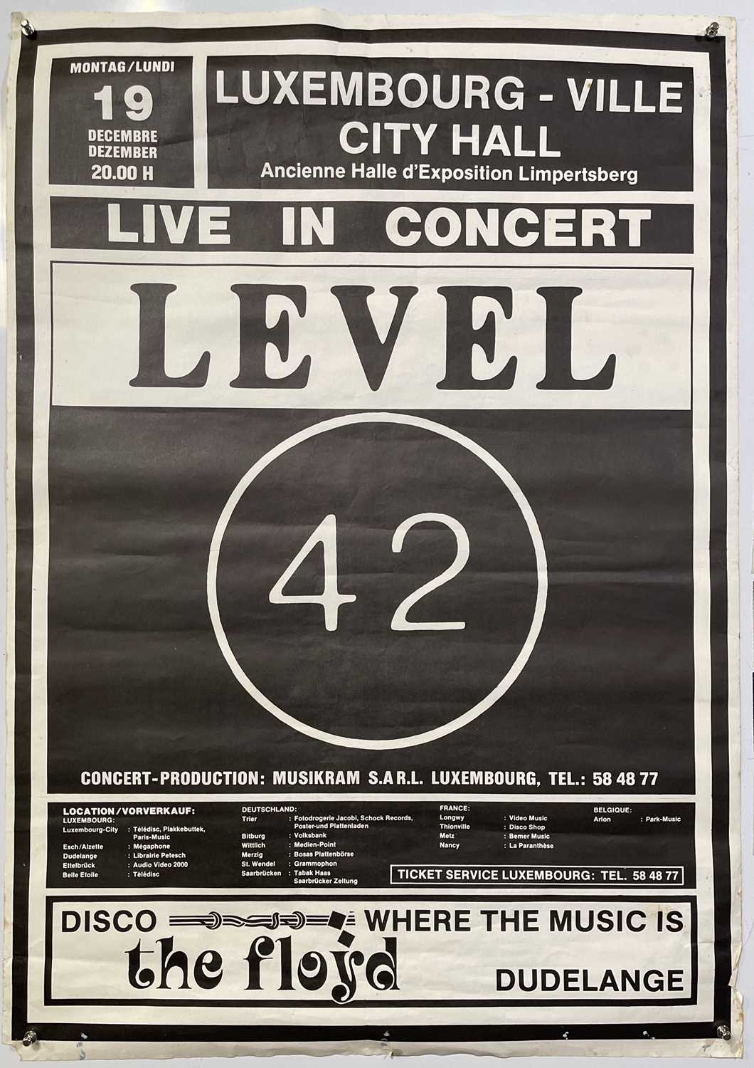 Lot 132 - ORIGINAL LEVEL 42 CONCERT POSTER - WITH PUNK