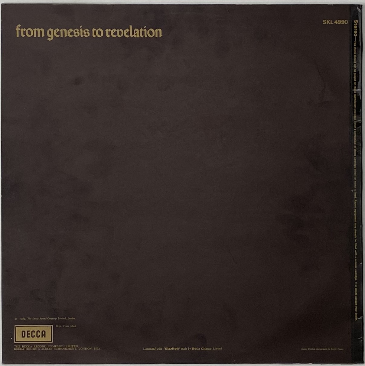 Lot 650 - GENESIS - FROM GENESIS TO REVELATION LP (2nd