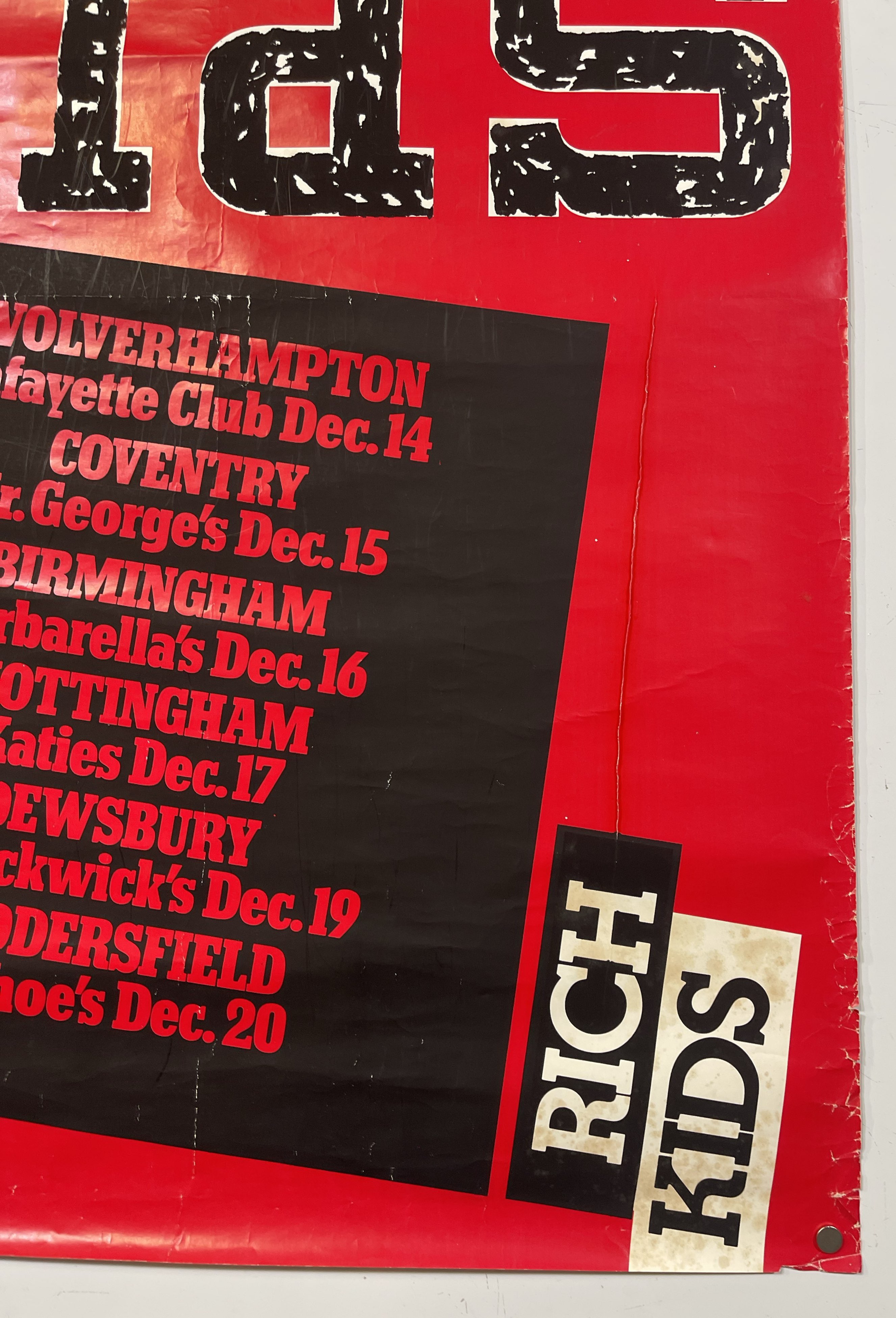 Lot 171 - PUNK INTEREST - RICH KIDS 1977 UK TOUR