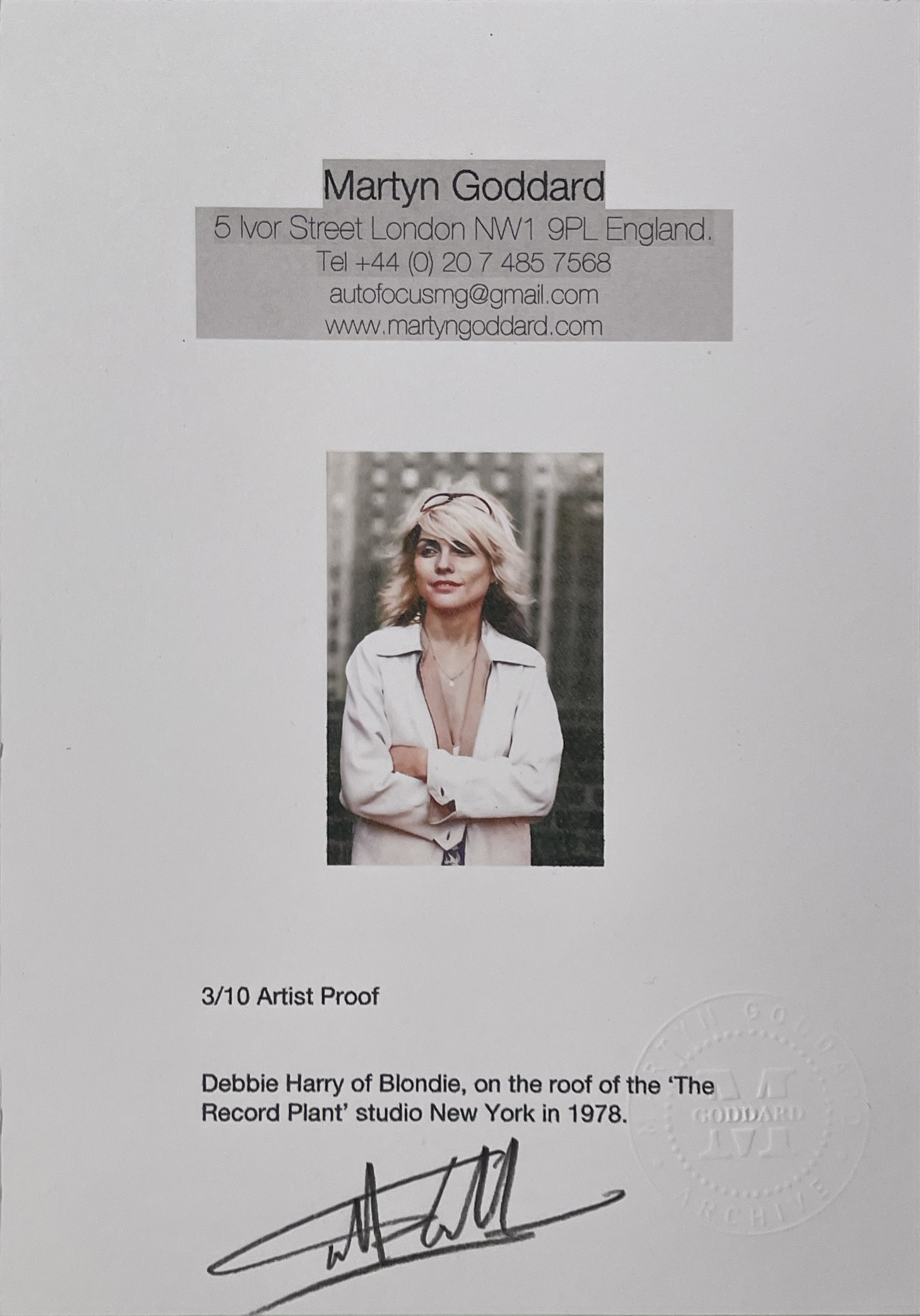 Lot 134 - DEBBIE HARRY / BLONDIE - MARTYN GODDARD