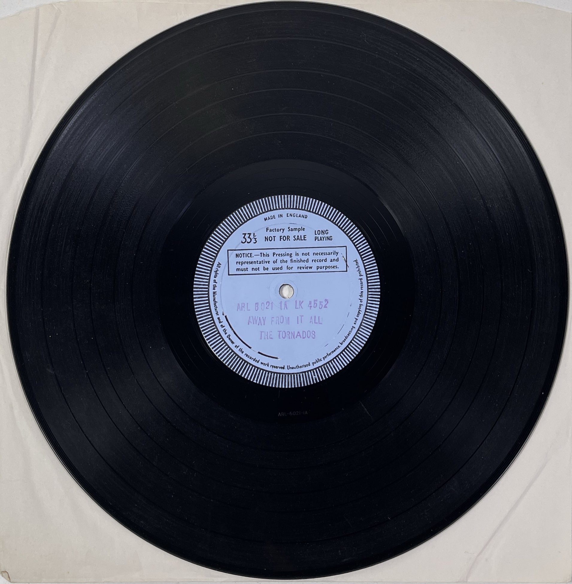 Lot 300 - THE TORNADOS - 'FACTORY SAMPLE' AWAY FROM IT