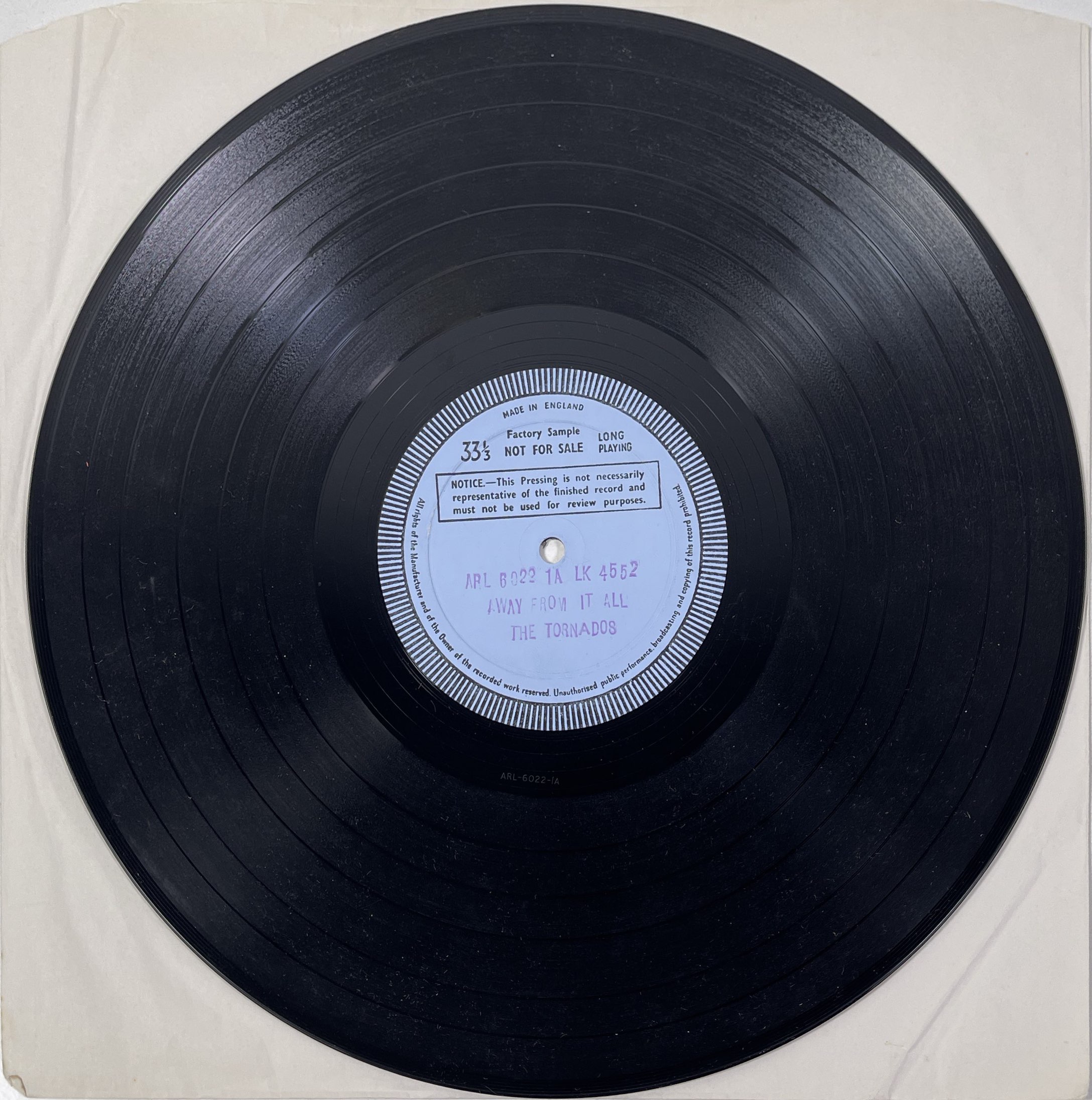 Lot 300 - THE TORNADOS - 'FACTORY SAMPLE' AWAY FROM IT