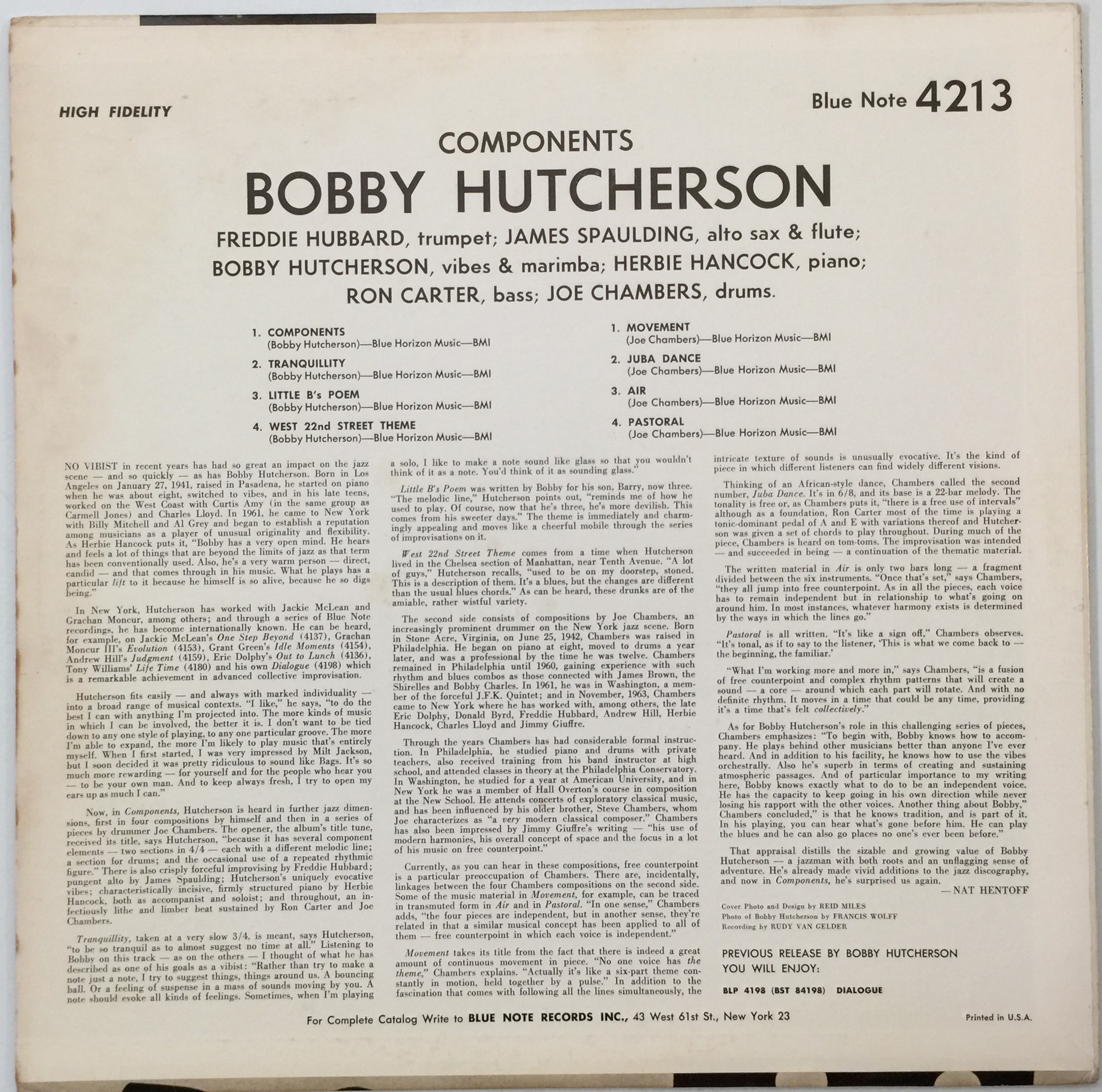 Lot 37 - BOBBY HUTCHERSON - COMPONENTS LP (BLUE NOTE