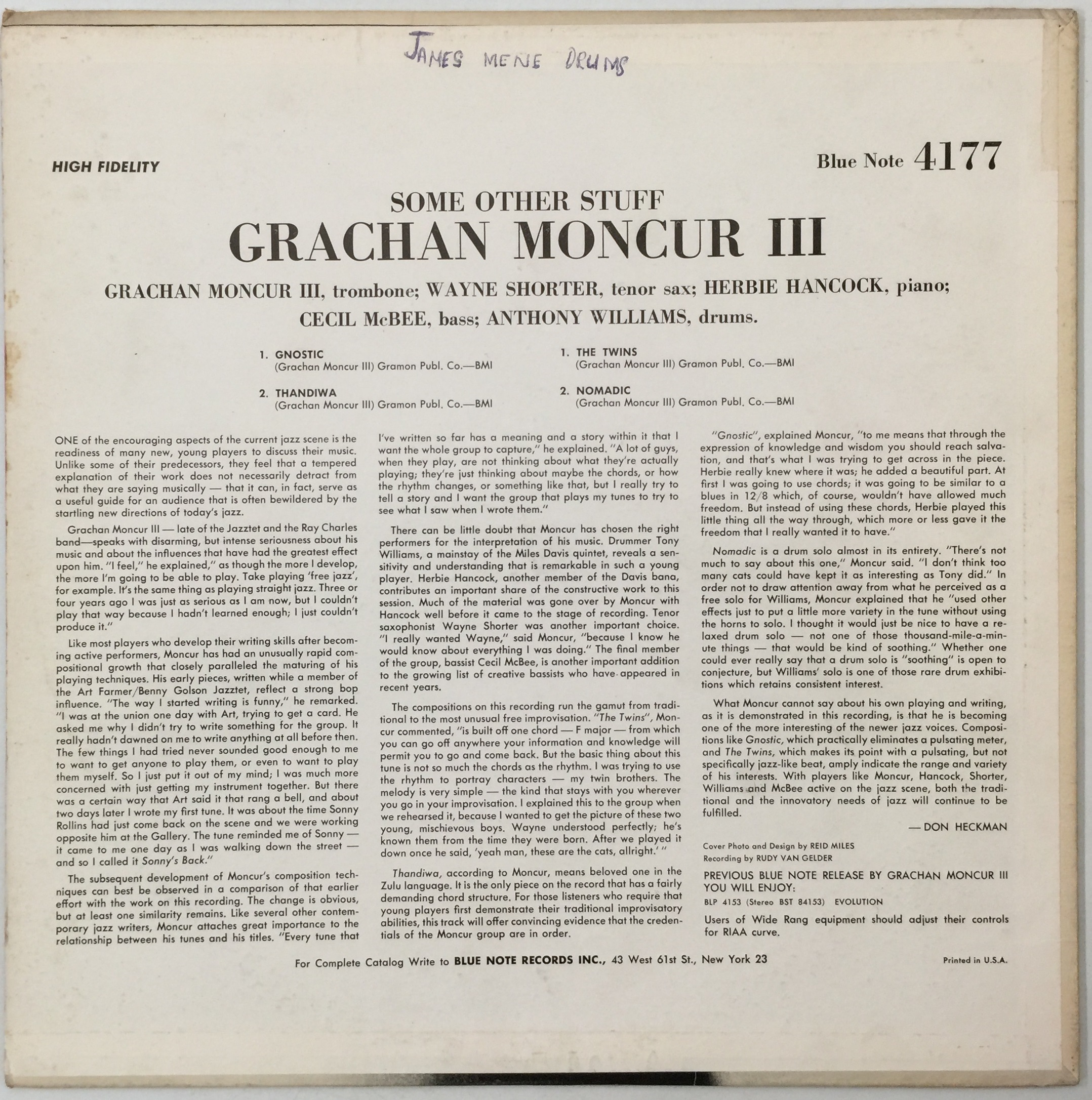 Lot 52 - GRACHAN MONCUR III - SOME OTHER STUFF LP (US