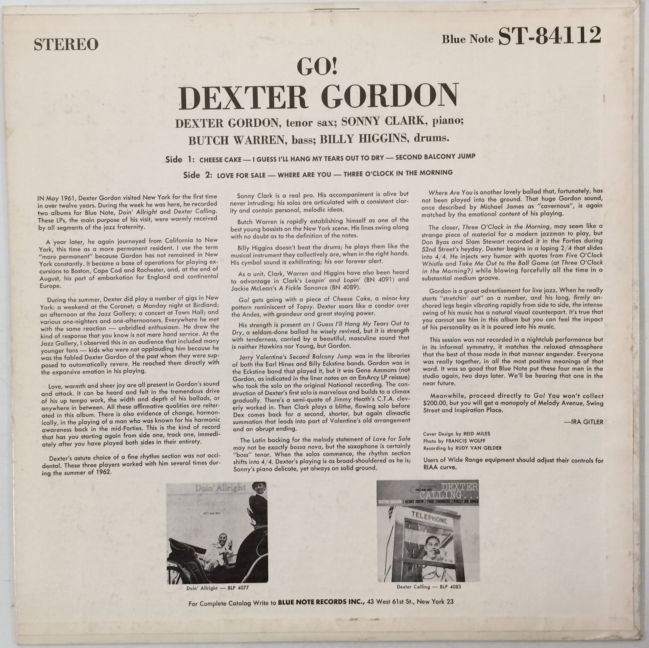 Lot 59 - DEXTER GORDON - GO LP (US STEREO OG - BLUE