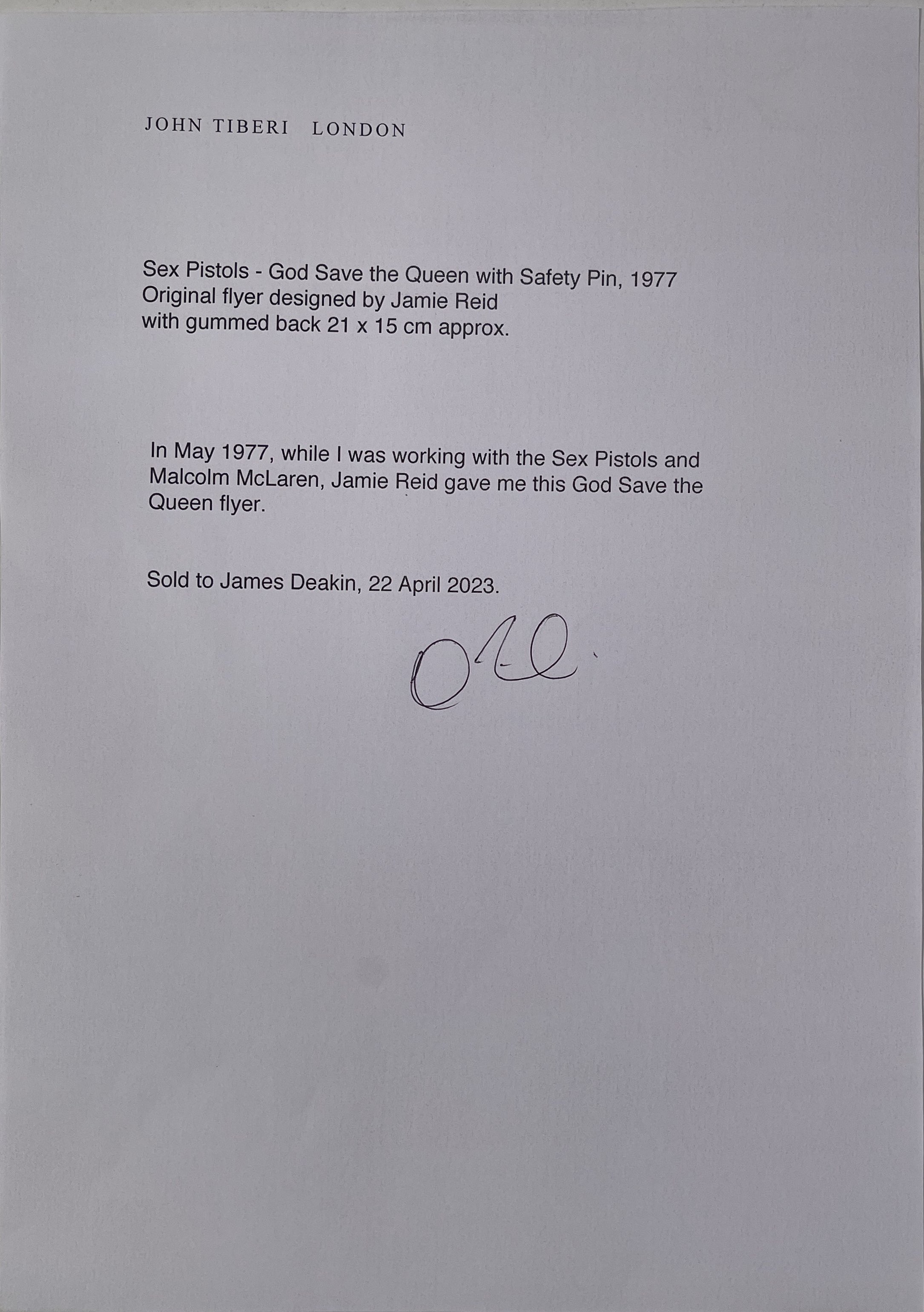 Lot 68 Sex Pistols God Save The Queen Original Flyer