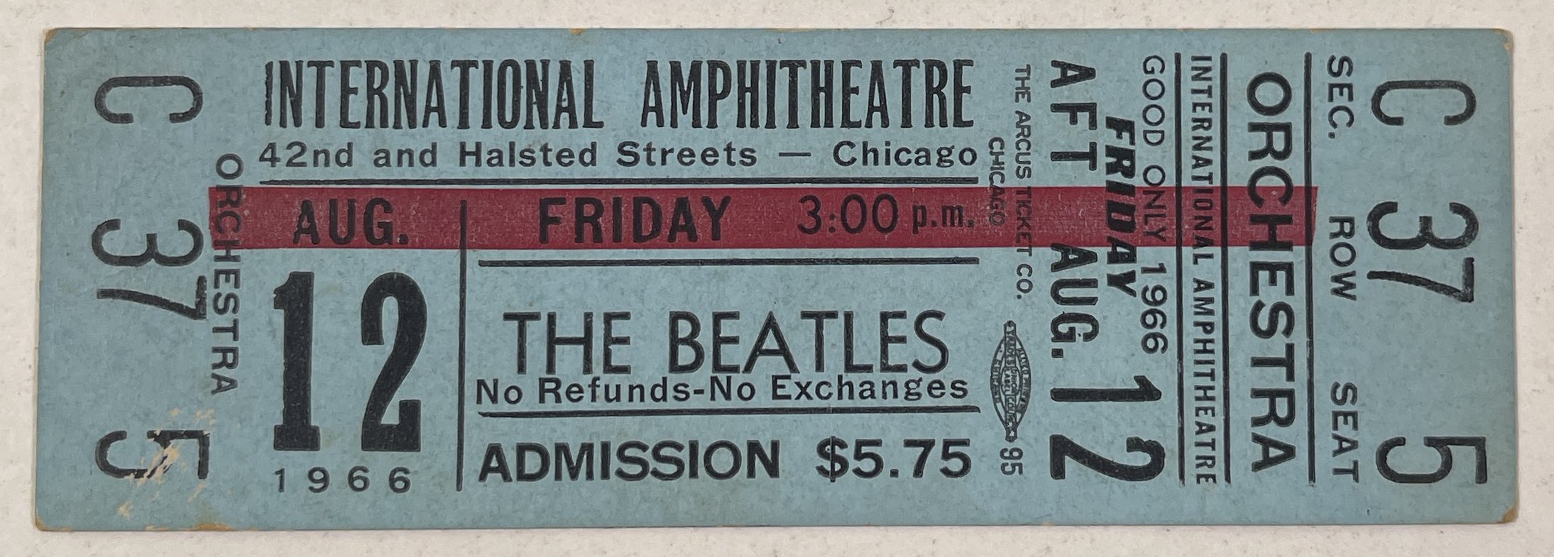 Lot 275 - THE BEATLES - AN ORIGINAL TICKET STUB FOR