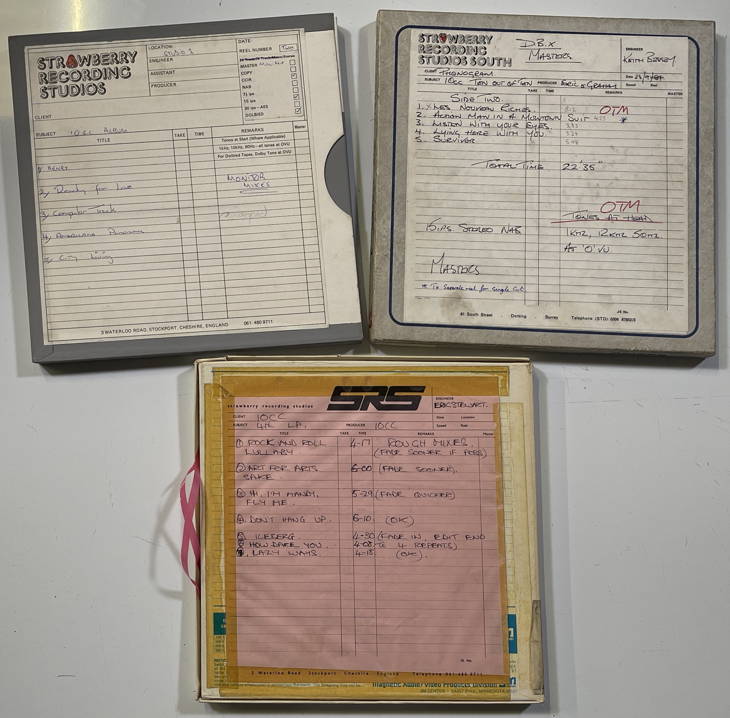 Lot 450 - 10CC - MASTER/RECORDING TAPE COLLECTION
