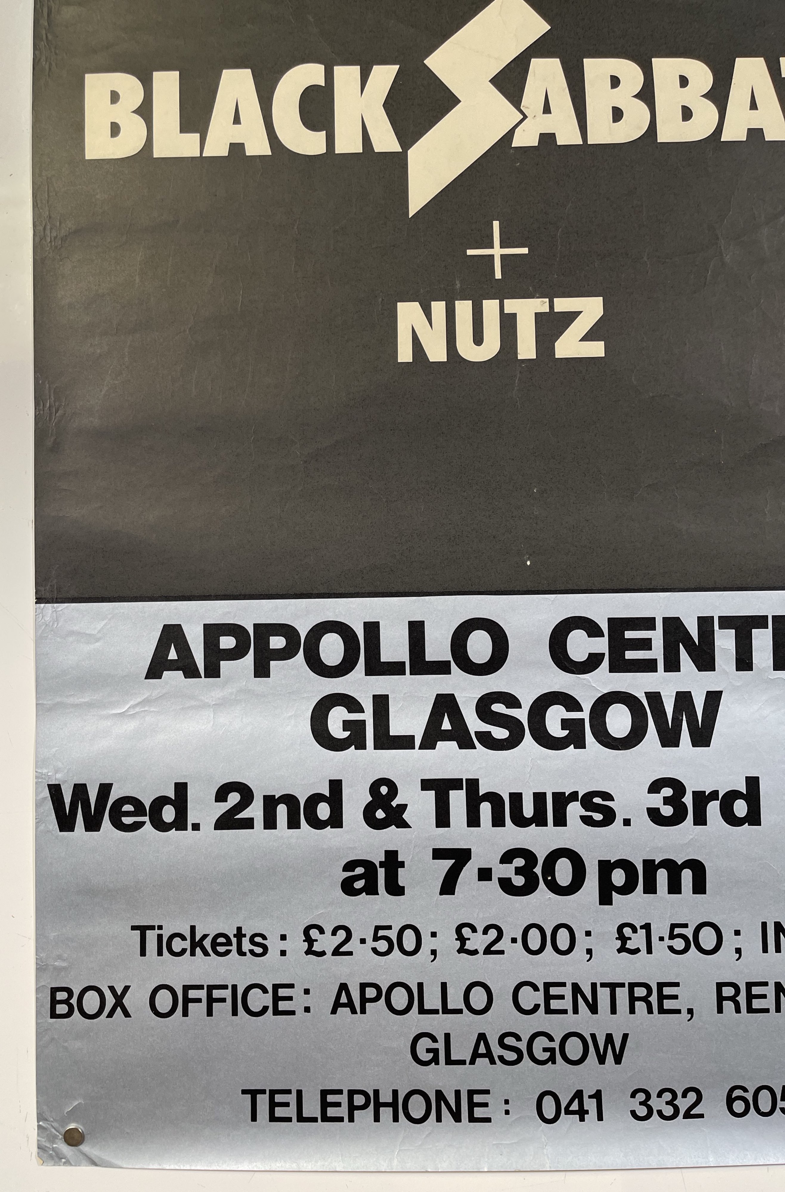 Lot 219 - BLACK SABBATH / NUTZ - ORIGINAL 1977 CONCERT