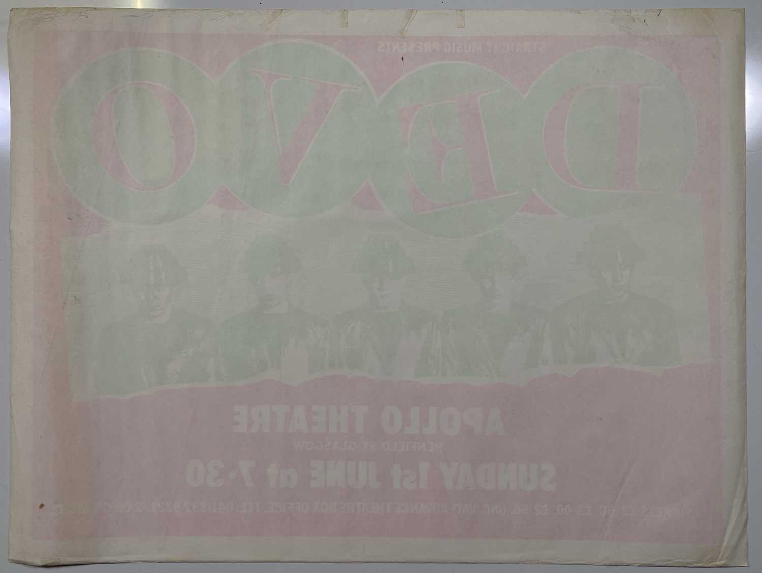 Lot 222 - DEVO - ORIGINAL 1980 GLASGOW CONCERT POSTER.