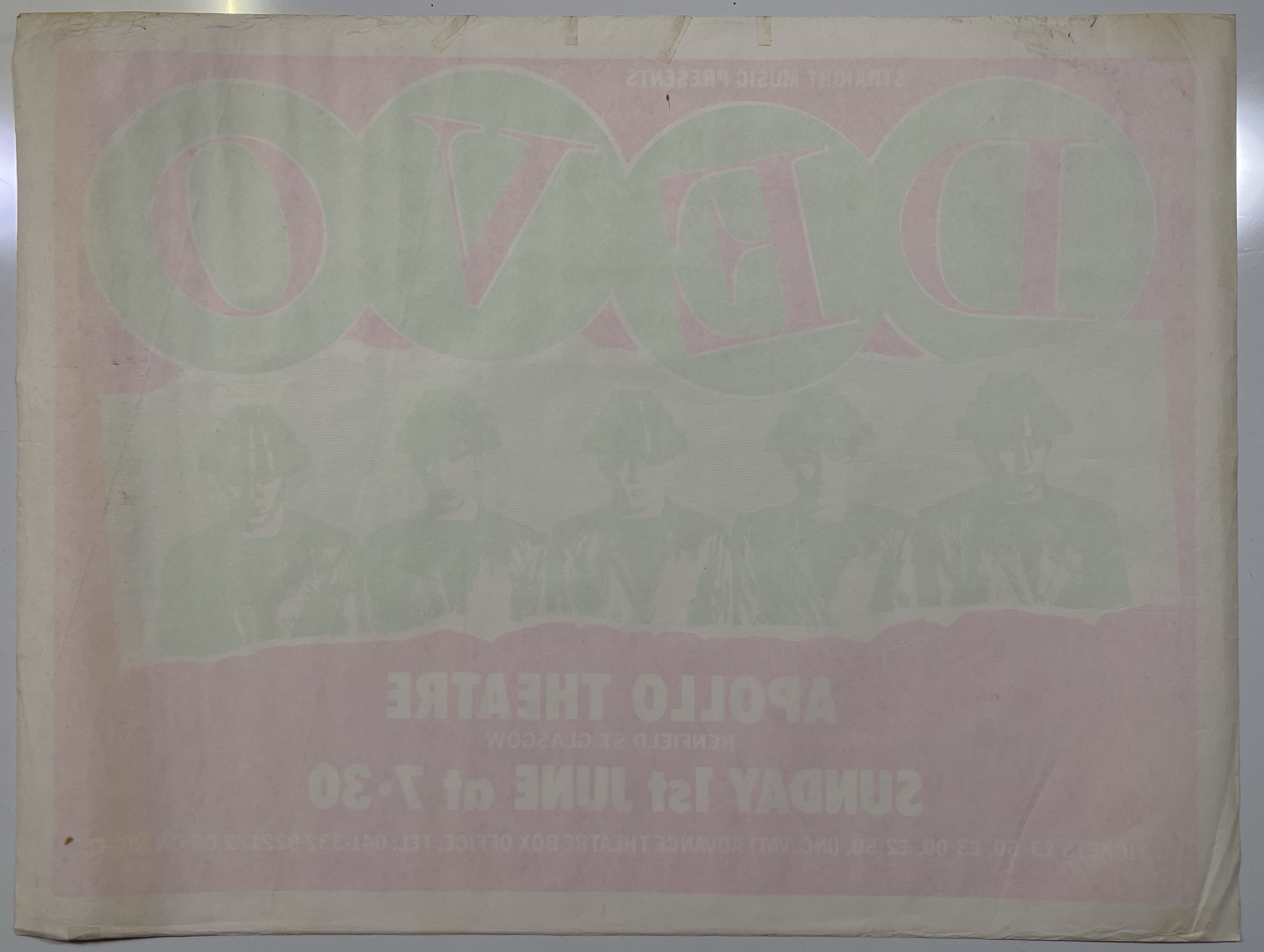 Lot 222 - DEVO - ORIGINAL 1980 GLASGOW CONCERT POSTER.