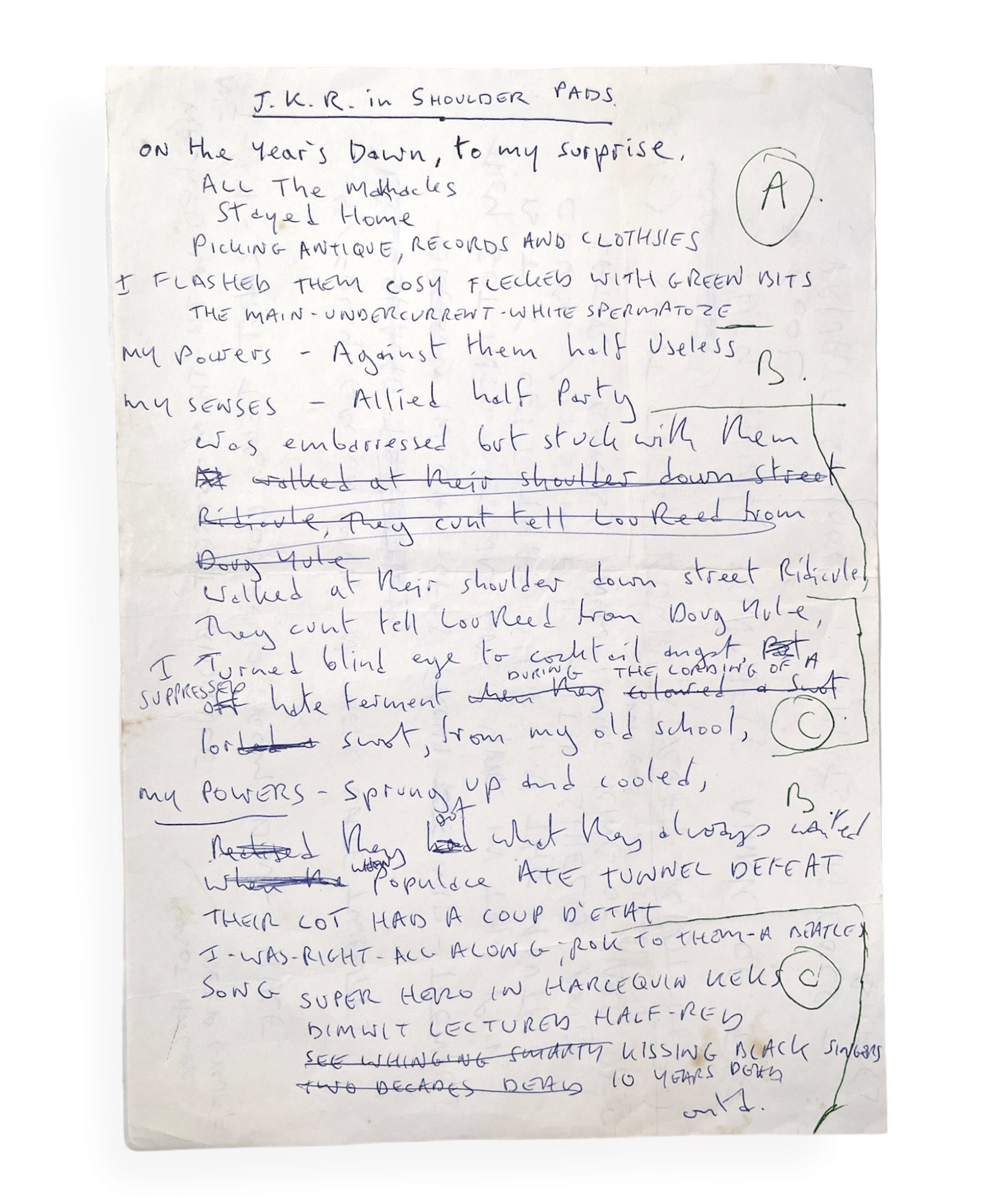 Lot 485 - MARK E. SMITH / THE FALL - MES' HANDWRITTEN