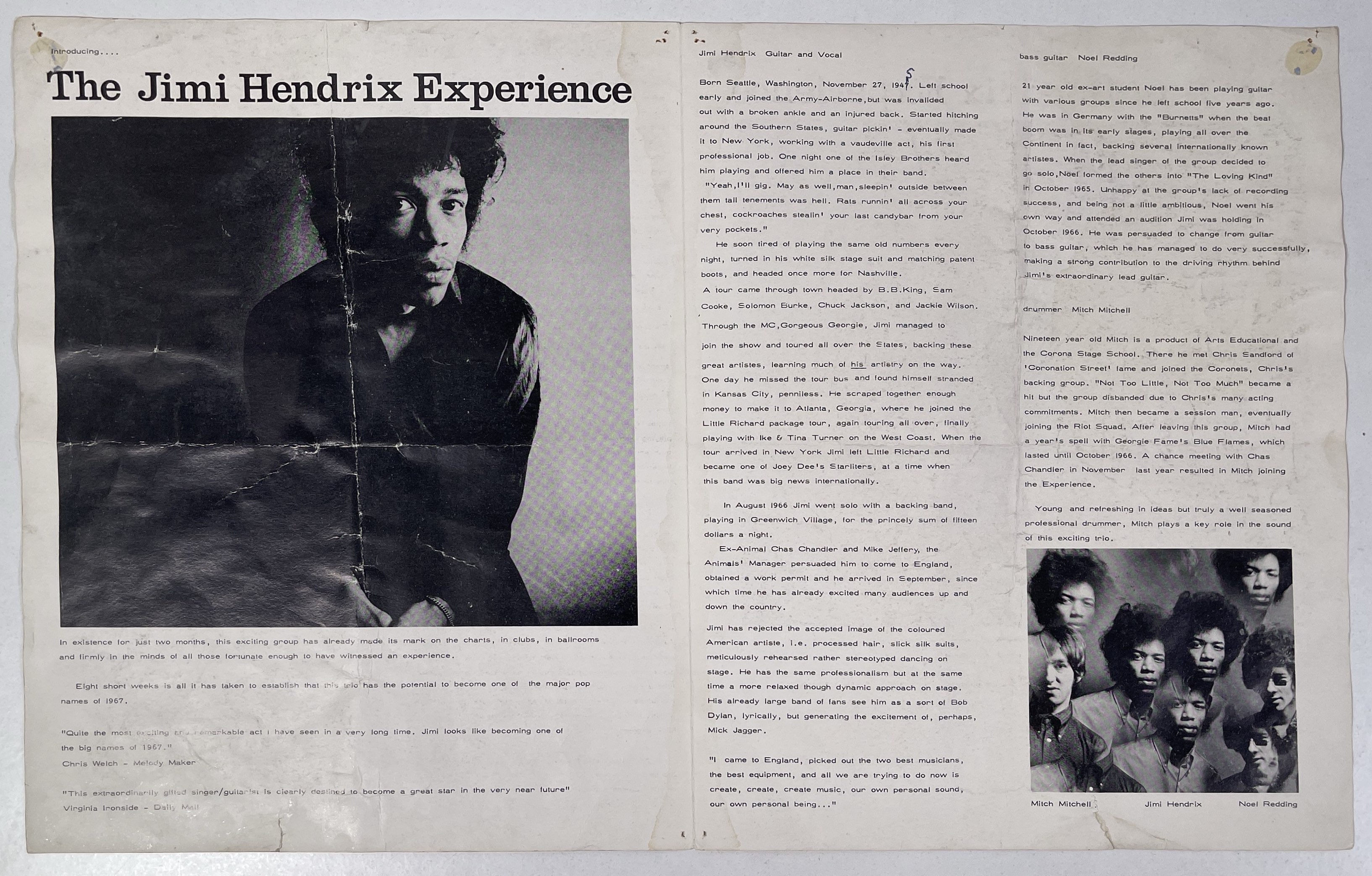 Lot 442 - JIMI HENDRIX - A SIGNED PROMOTIONAL BOOKLET