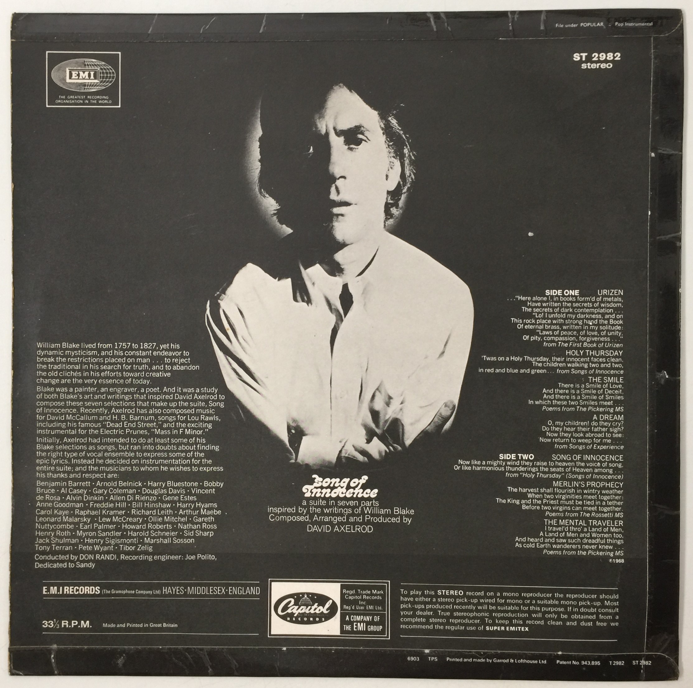 Lot 916 - DAVID AXELROD - SONG OF INNOCENCE (UK OG