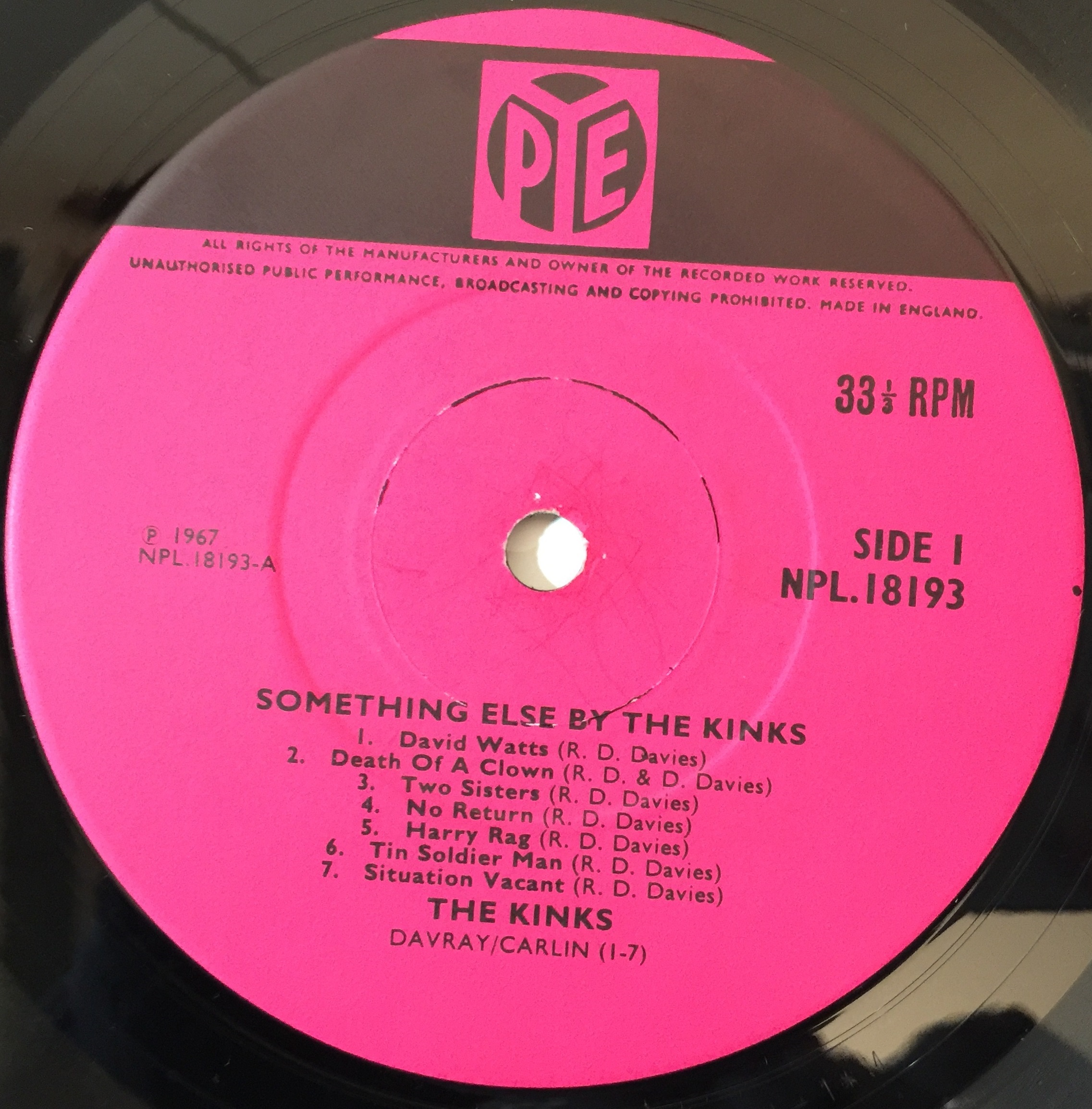 Lot 805 - The Kinks - Something Else LP (Original UK