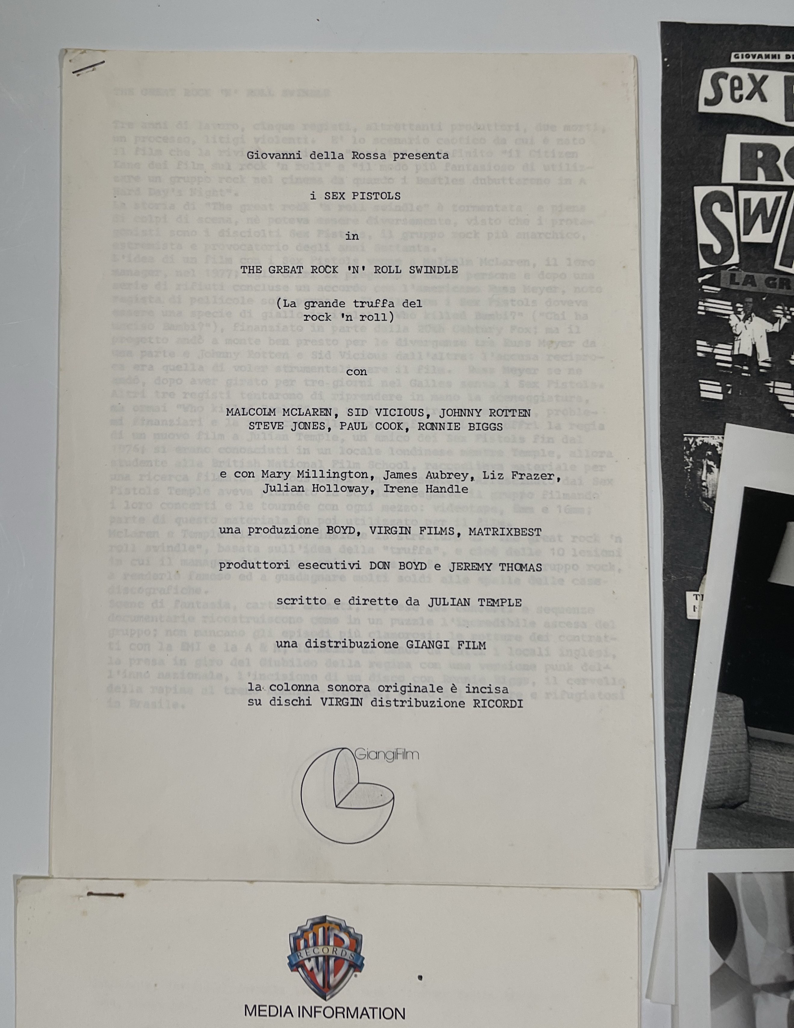 Lot 82 The Sex Pistols Original Italian Press Kit