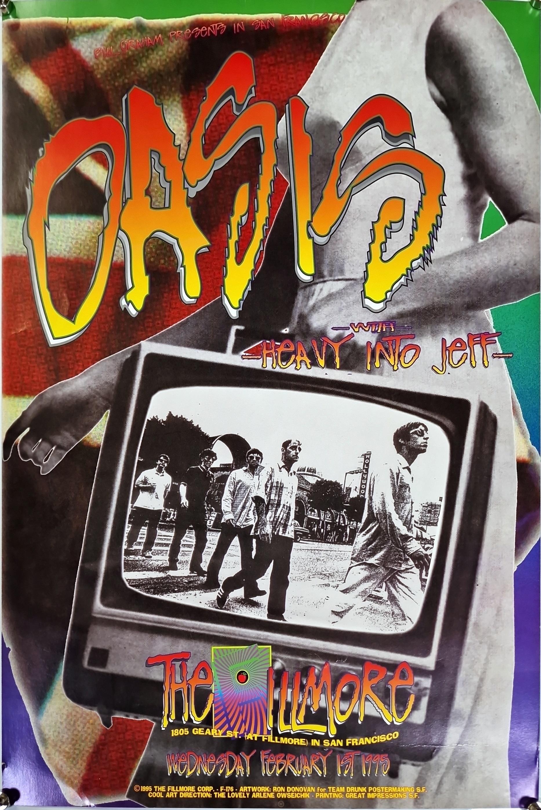 Lot 2 - OASIS - ORIGINAL 1995 FILLMORE POSTER.