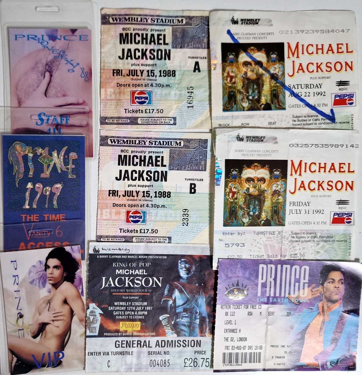Lot 19 - MICHAEL JACKSON / PRINCE - CONCERT TICKETS