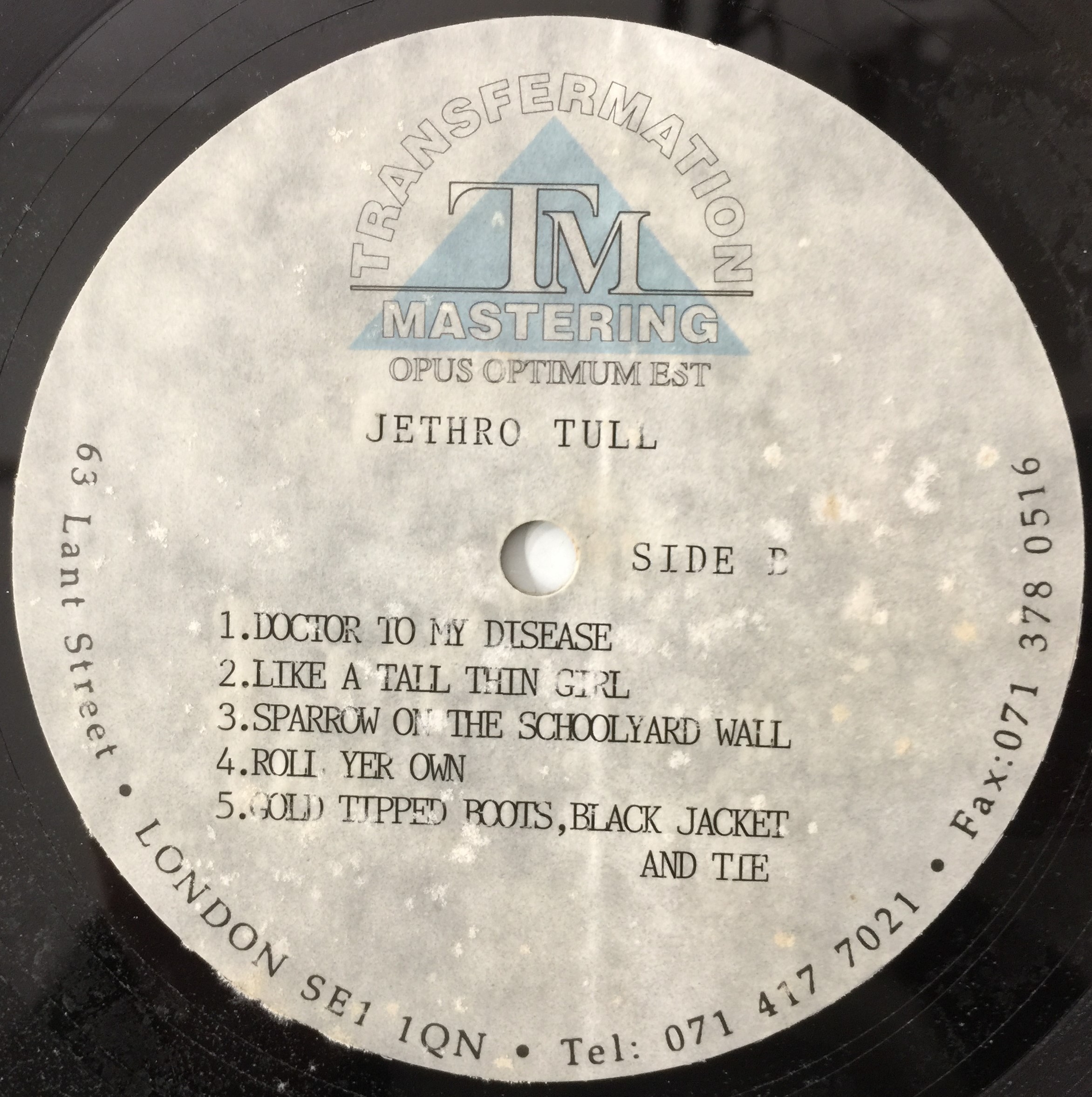 Lot 74 - JETHRO TULL - ACETATE CONTAINING 10 TRACKS