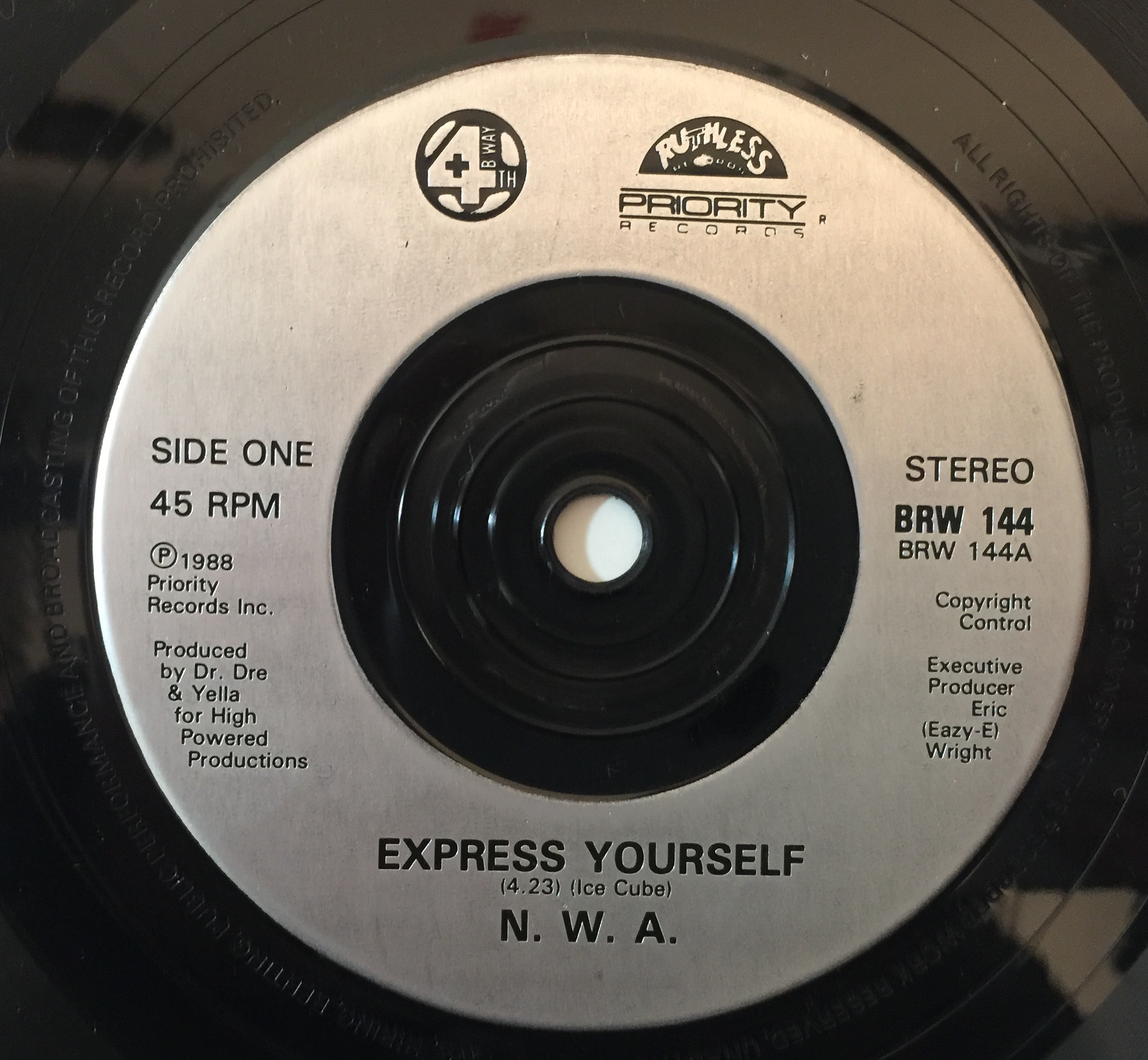 Lot 1017 - NWA - Express Yourself 7" (Silver Injection