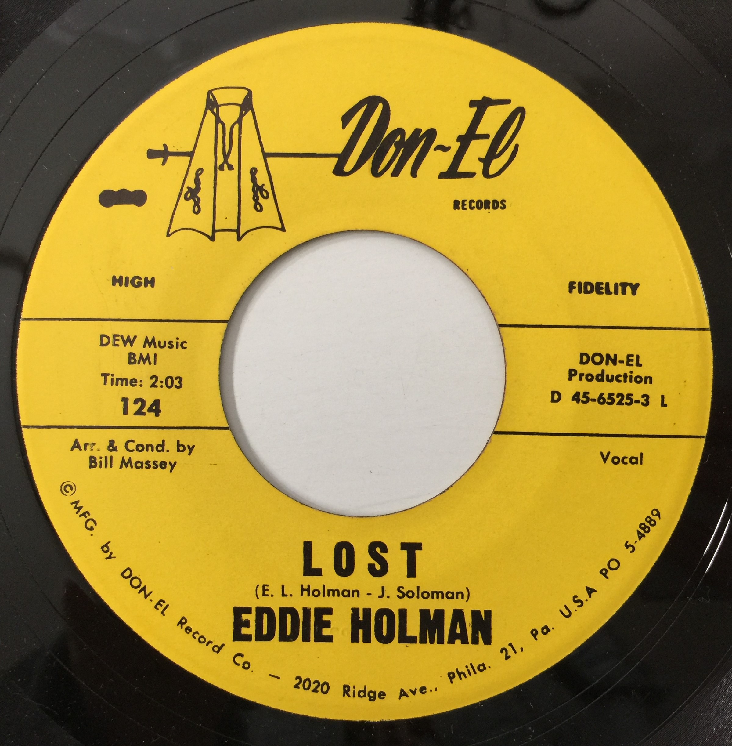 Lot 13 - EDDIE HOLMAN - LOST/ SHE'S BEAUTIFUL 7" (US