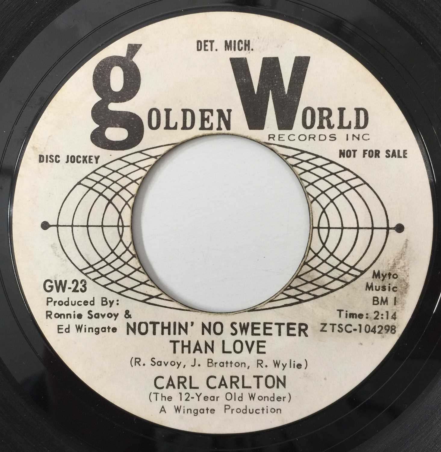 Lot 21 - CARL CARLTON - NOTHIN' NO SWEETER THAN LOVE 7"