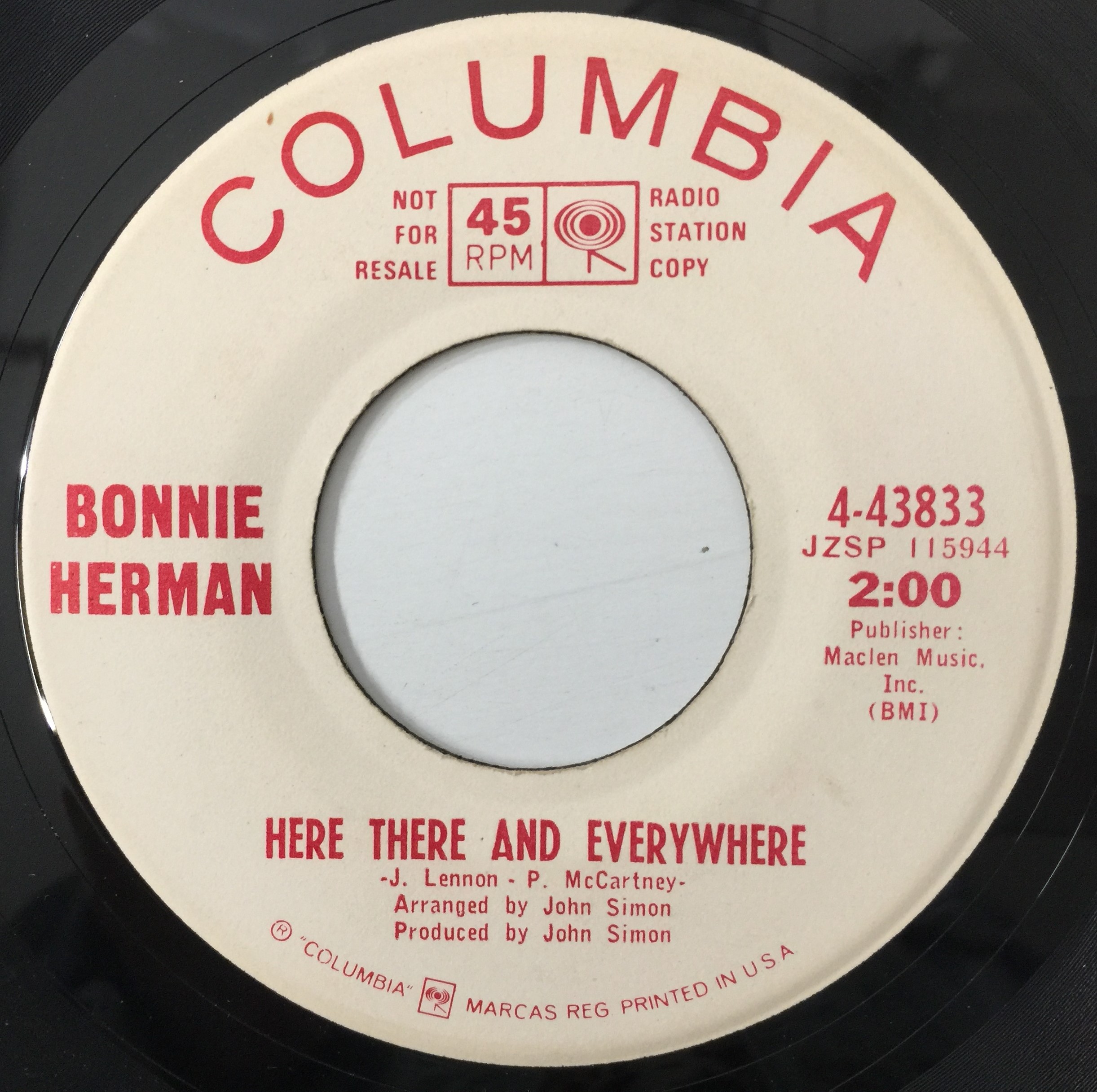 Lot 43 - BONNIE HERMAN - HUSH DON'T CRY/ HERE THERE