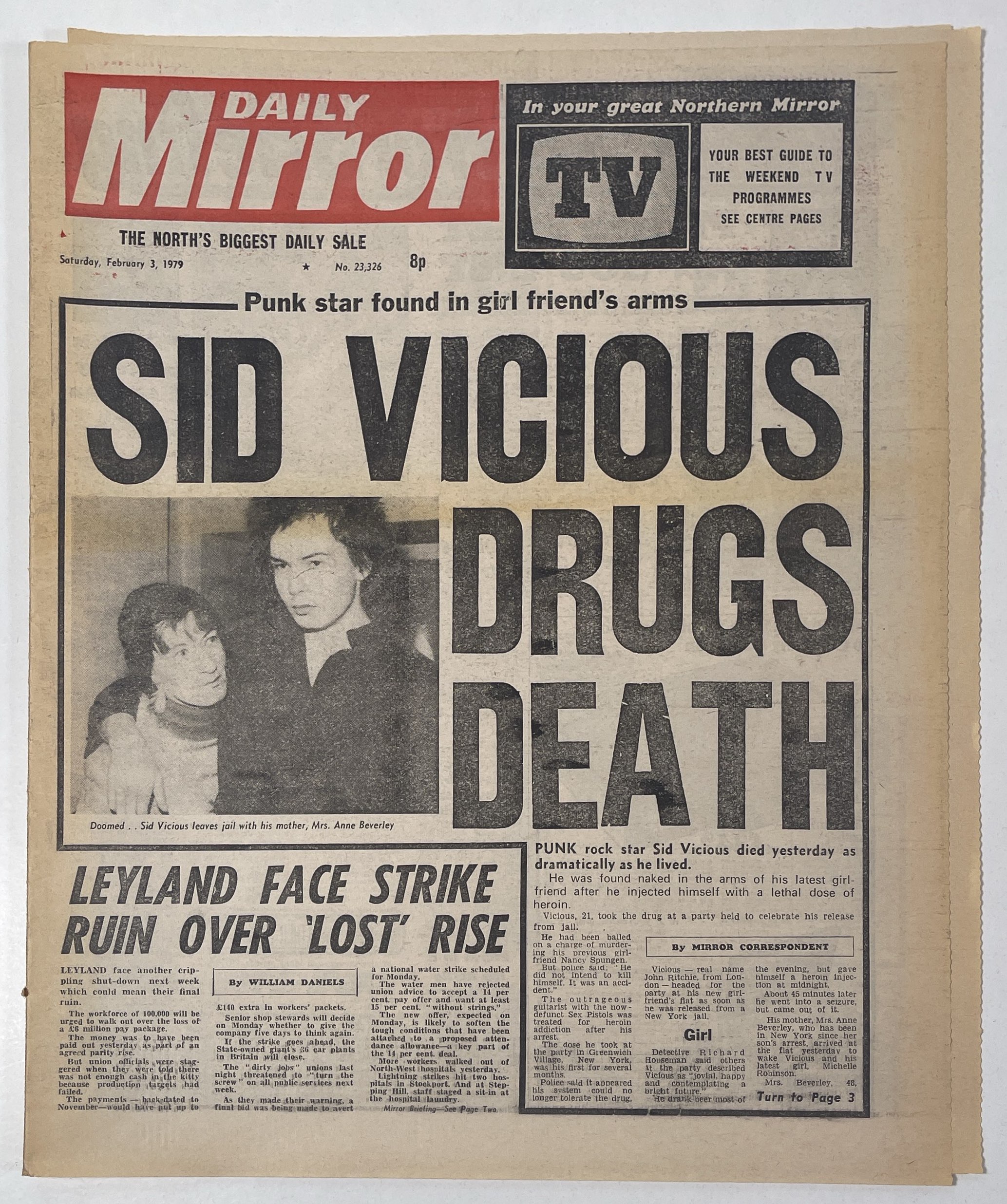 Lot 127 - THE SEX PISTOLS - SID VICIOUS ORIGINAL DEATH