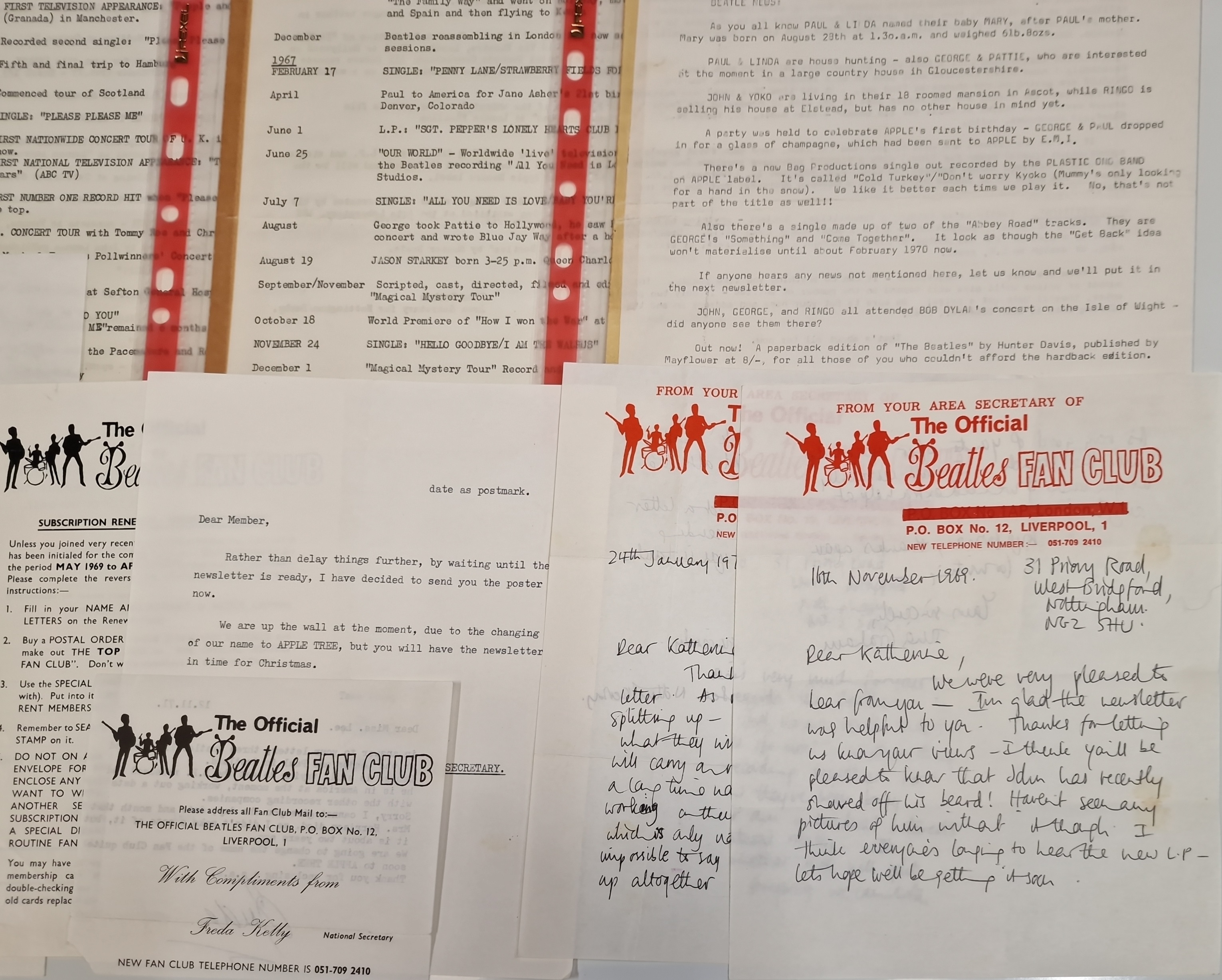 Lot 163 - THE BEATLES - ORIGINAL FAN CLUB NEWSLETTERS