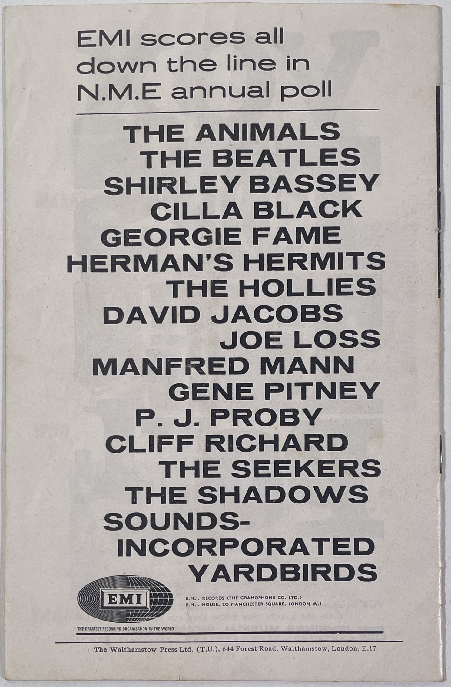 Lot 269 - THE BEATLES - 1966 NME POLL WINNERS CONCERT