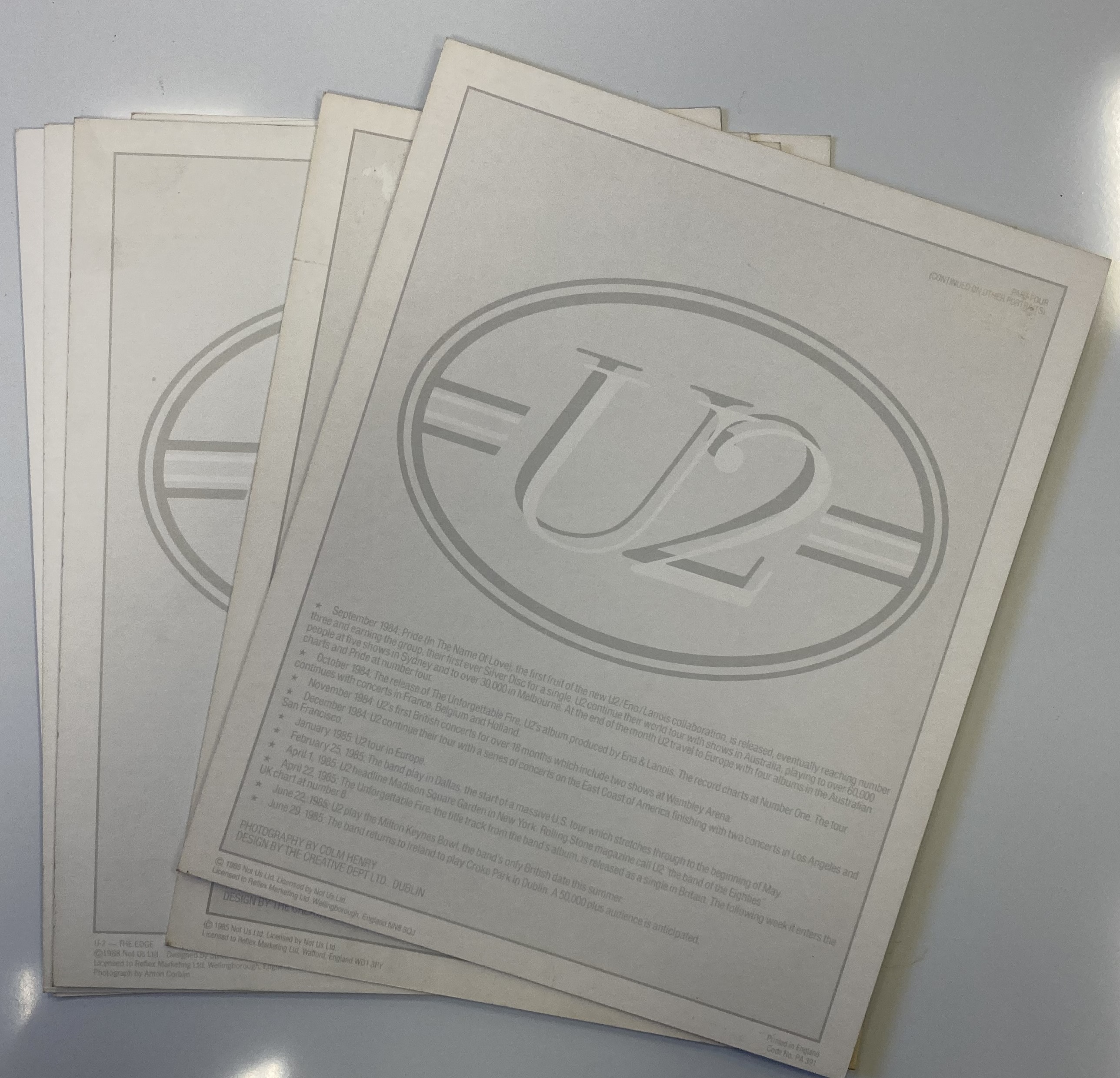 Lot 217 - U2 T-SHIRTS, BAG AND MEMORABILIA