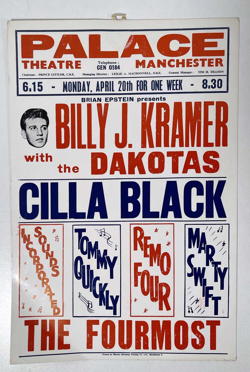 Lot 177 - BILLY J KRAMER - AN ORIGINAL 1964 MANCHESTER