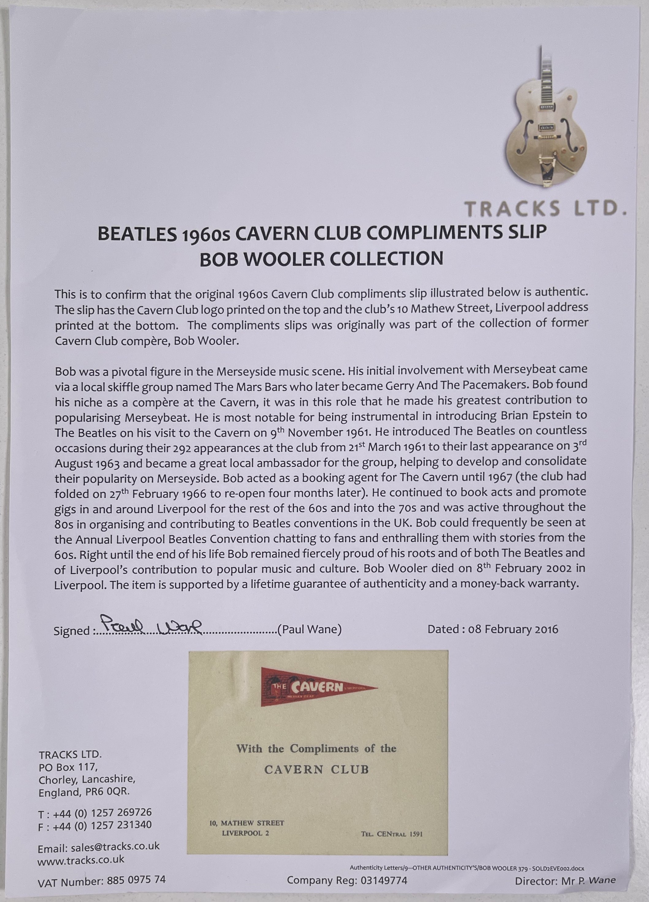 Lot 182 - THE BEATLES - CAVERN CLUB EPHEMERA.
