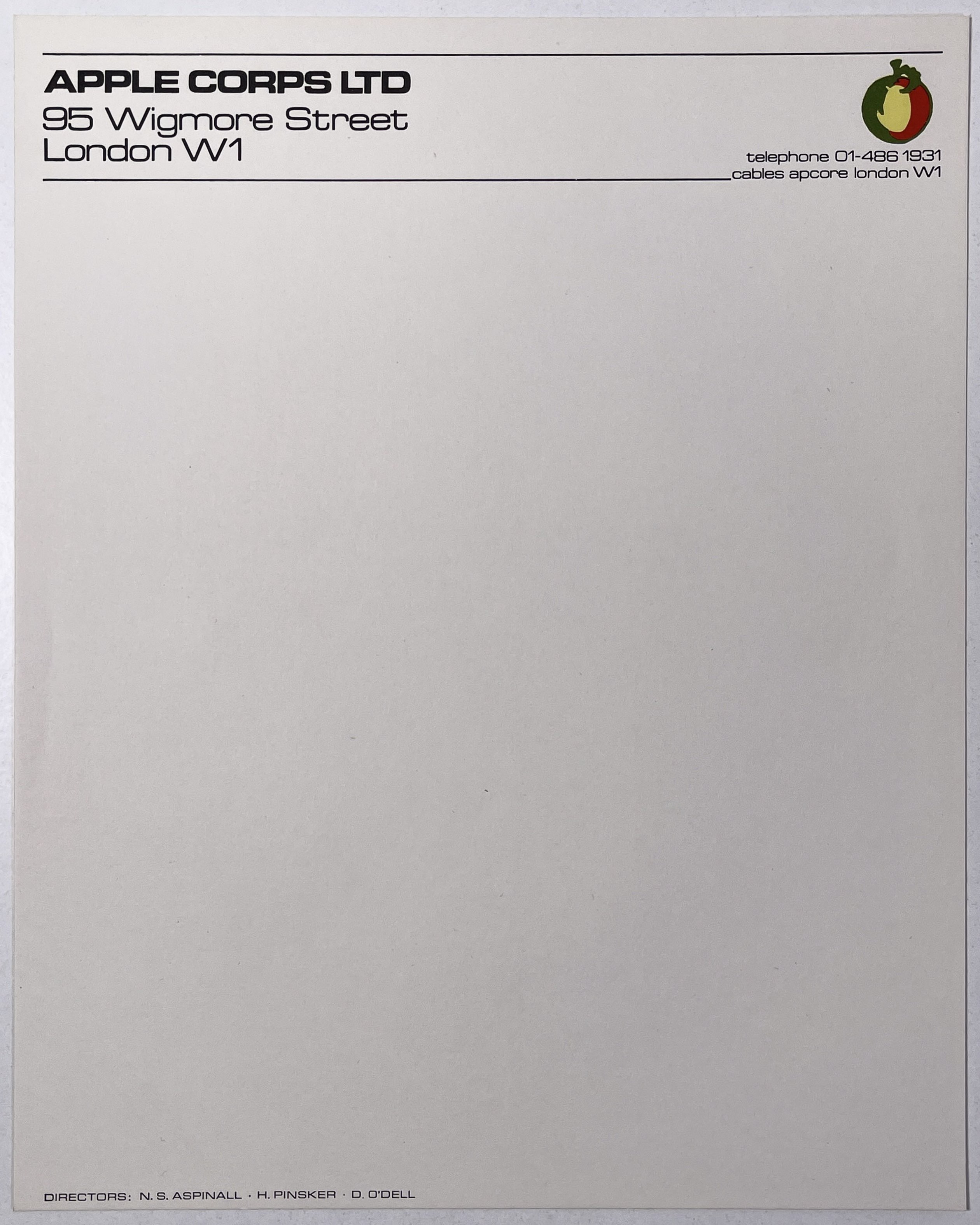 Lot 213 - THE BEATLES - APPLE RECORDS STATIONERY.