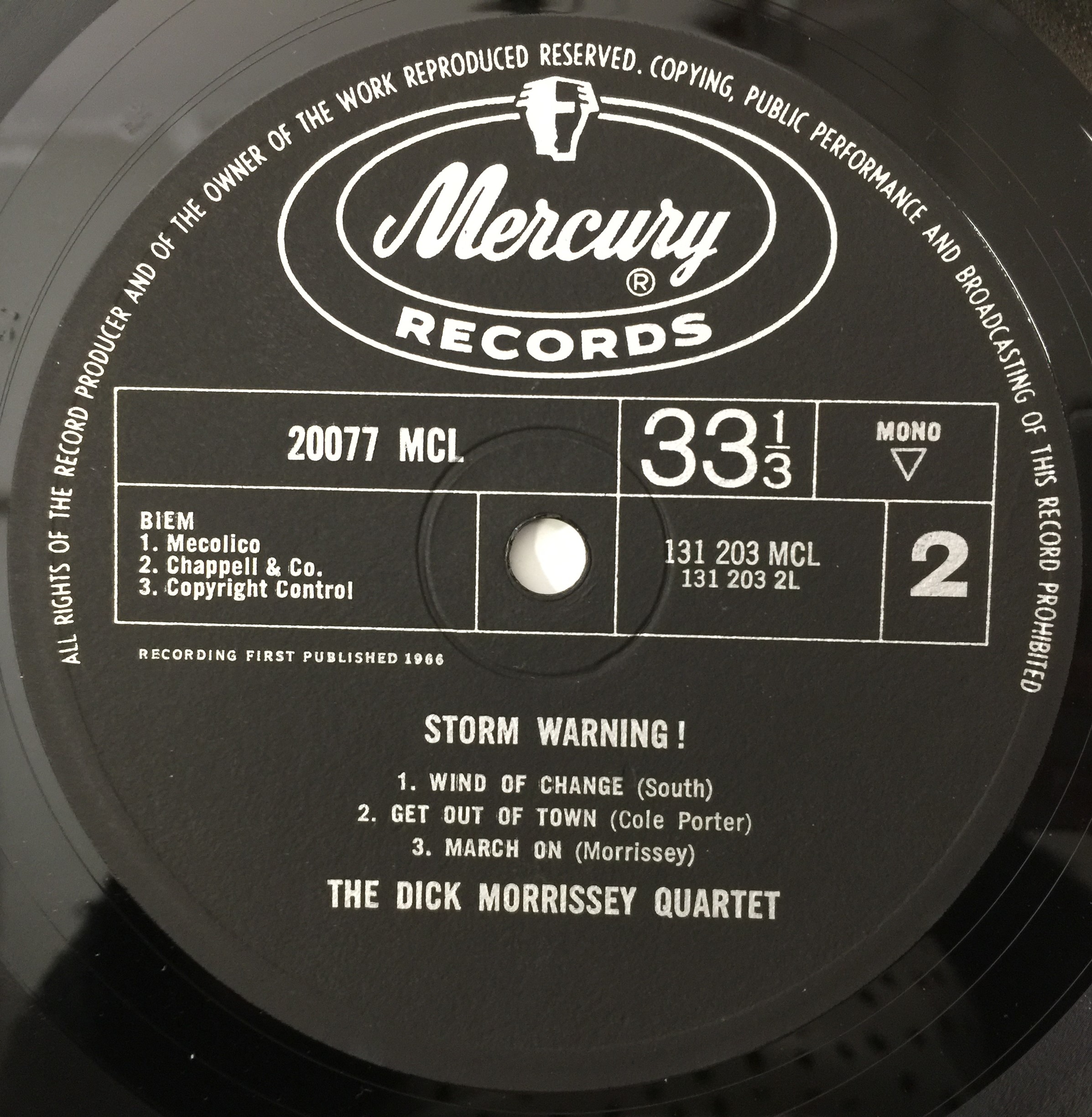 Lot 15 - THE DICK MORRISSEY QUARTET - STORM WARNING!
