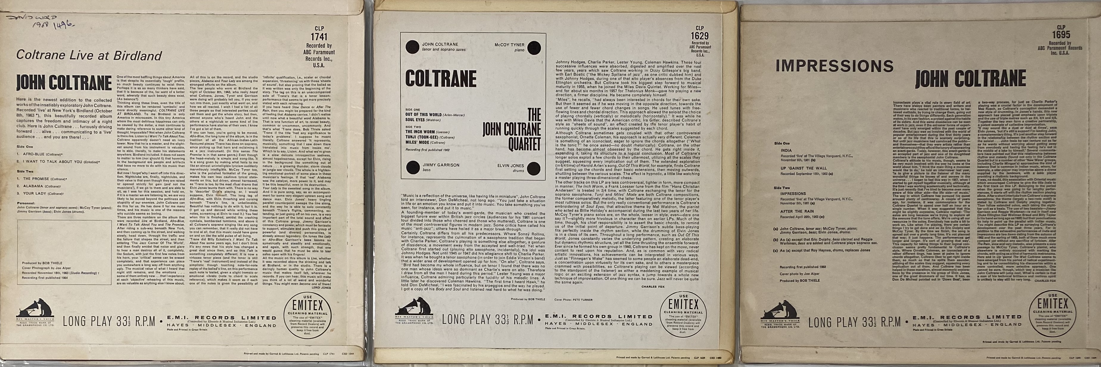 Lot 39 - JOHN COLTRANE - UK MONO HMV - LP PACK