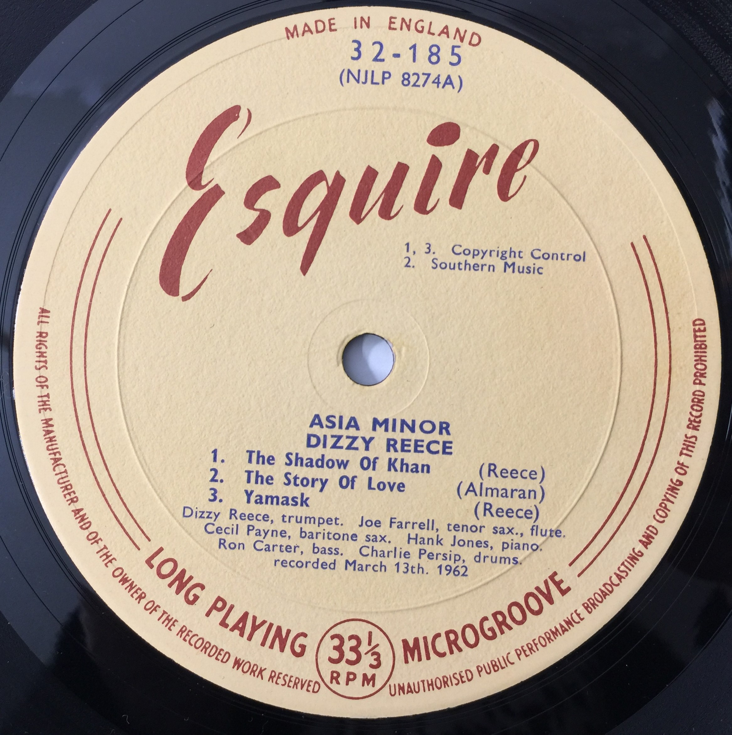 Lot 57 - DIZZY REECE - ASIA MINOR LP (ESQUIRE 32-185)