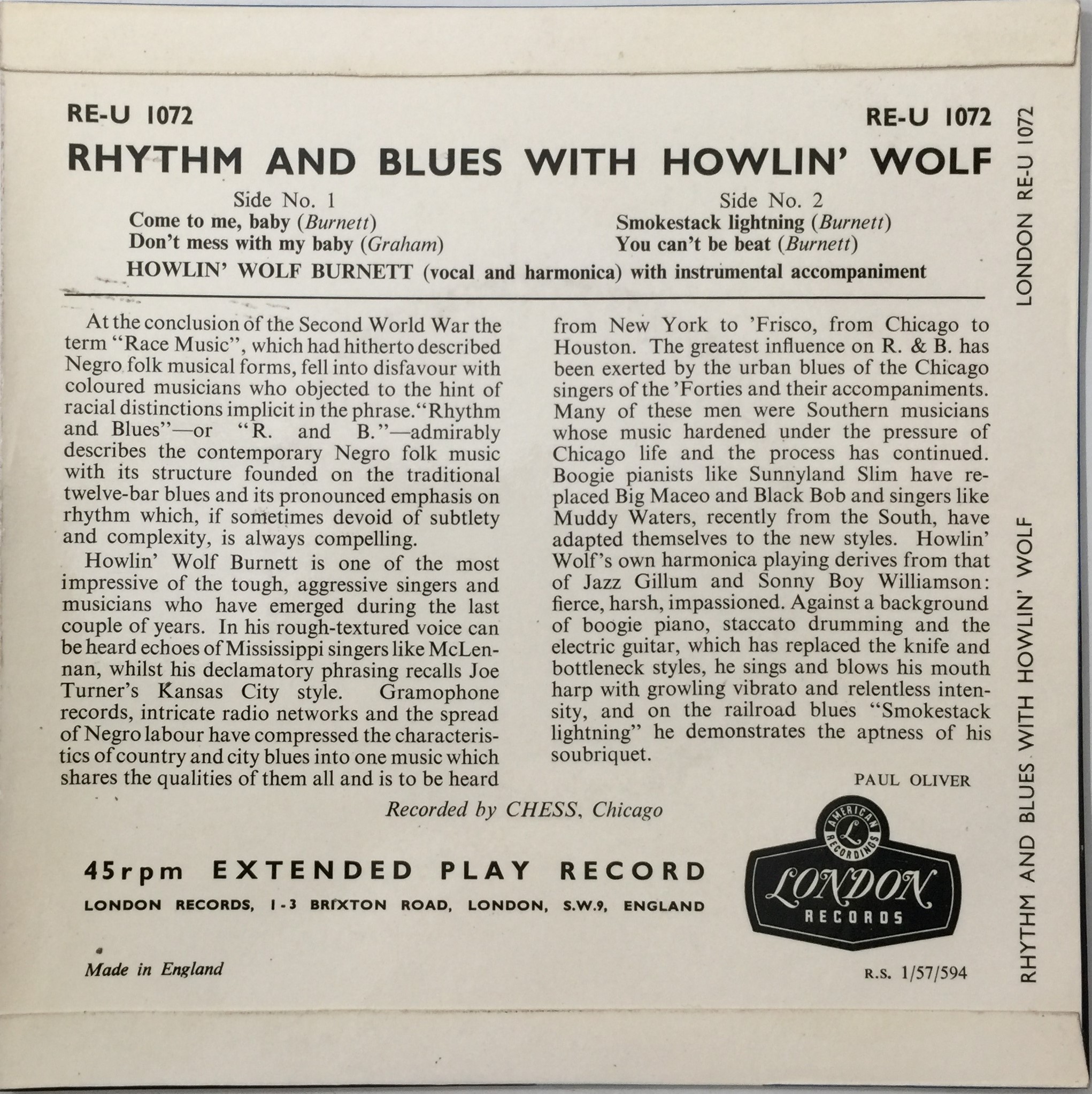 Lot 132 - HOWLIN' WOLF - RHYTHM AND BLUES WITH HOWLIN'